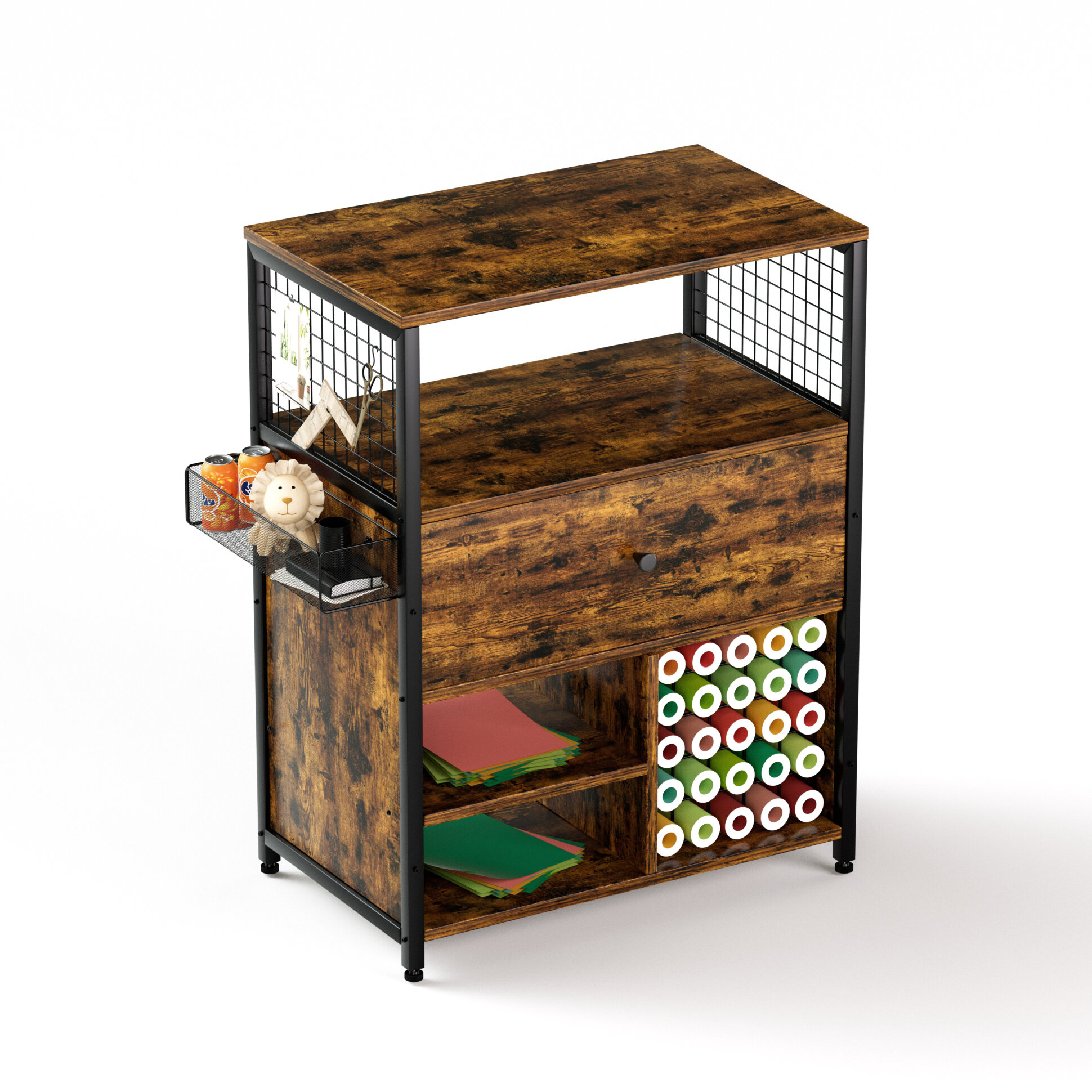 Craft Organization and Storage Cabinet with Drawer and Vinyl Roll ...