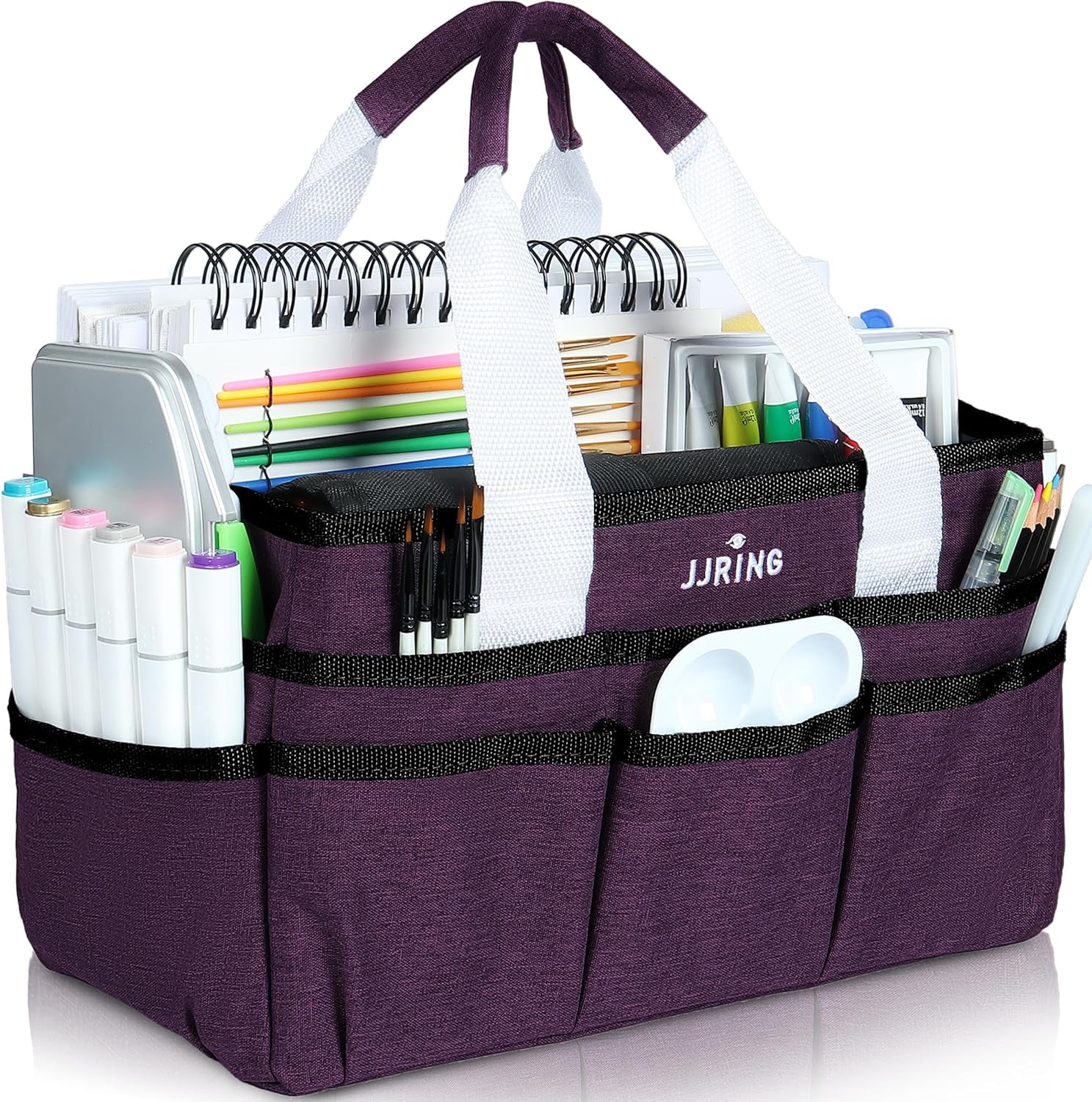 Craft Organizer Tote Bag, Art Storage Caddy with Multiple Pockets, Deep ...