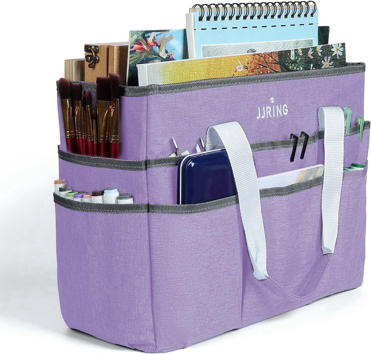 Craft Organizer Tote Bag, Large Art Storage Caddy with Multiple Pockets ...