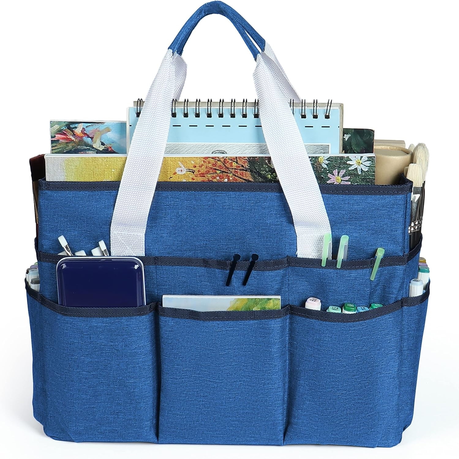 Craft Organizer Tote Bag, Large Art Storage Caddy with Multiple Pockets ...
