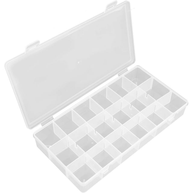 Craft Organizers And Storage Box 18 Grids Clear Plastic Bead Organizer ...