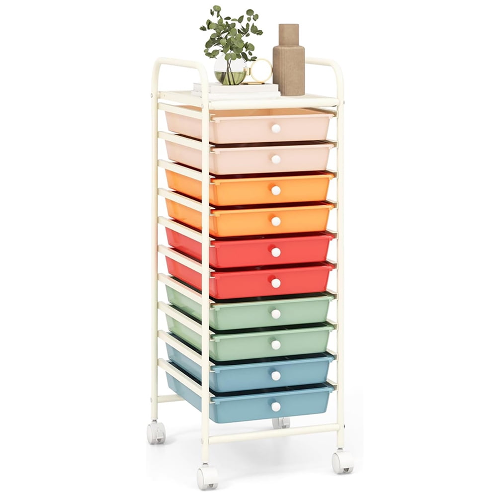Craft Organizers and Storage Cart - Lockable Rolling Cart with 10 ...