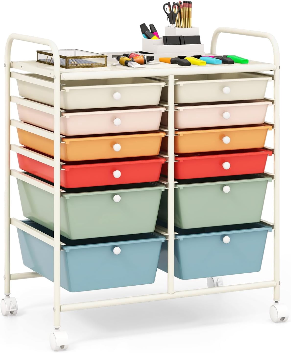 Craft Organizers and Storage Cart - Rolling Cart with 12 Drawers ...