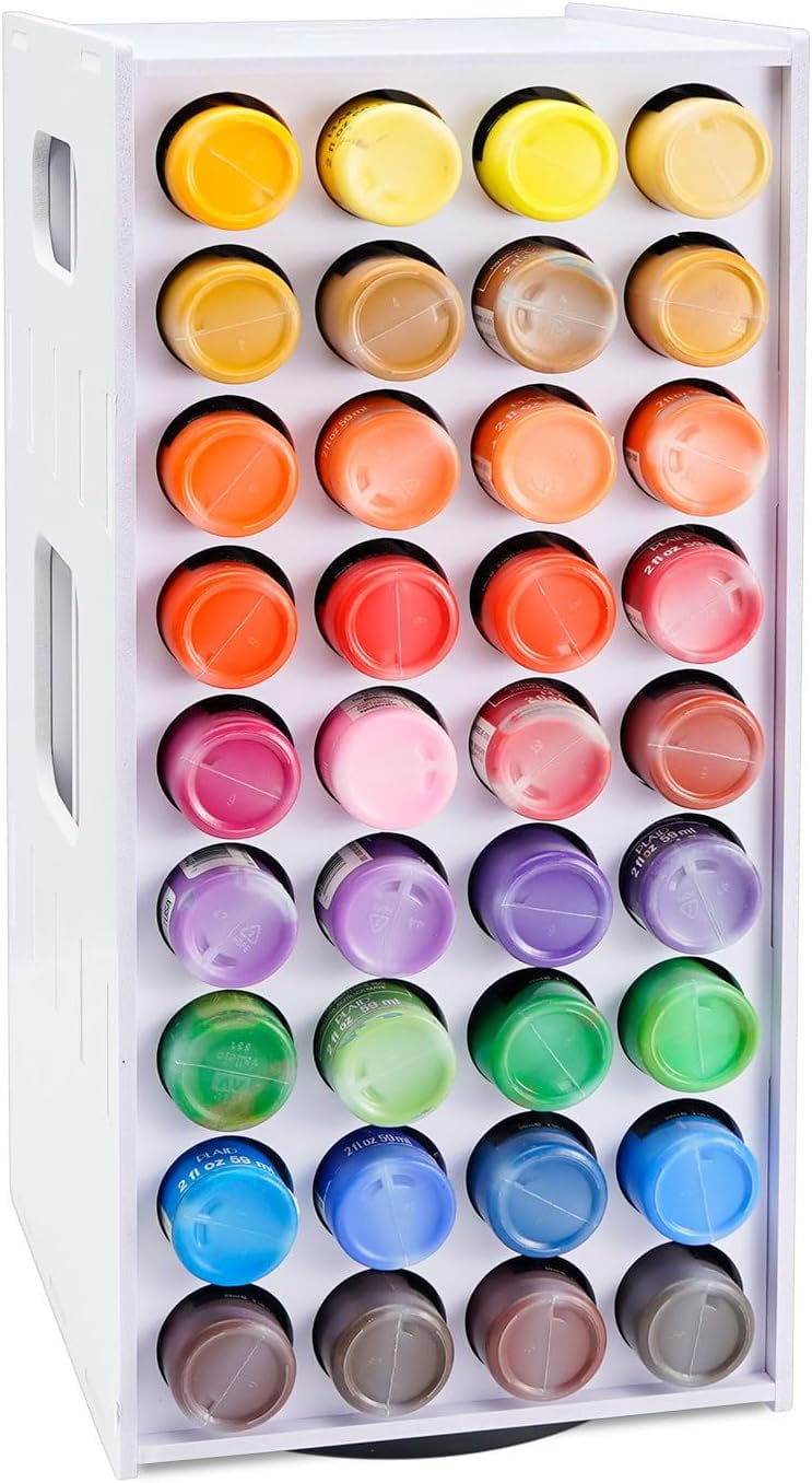 Craft Paint Storage Rack, 72 Holes Spinning Paint Storage Tower, 2oz ...