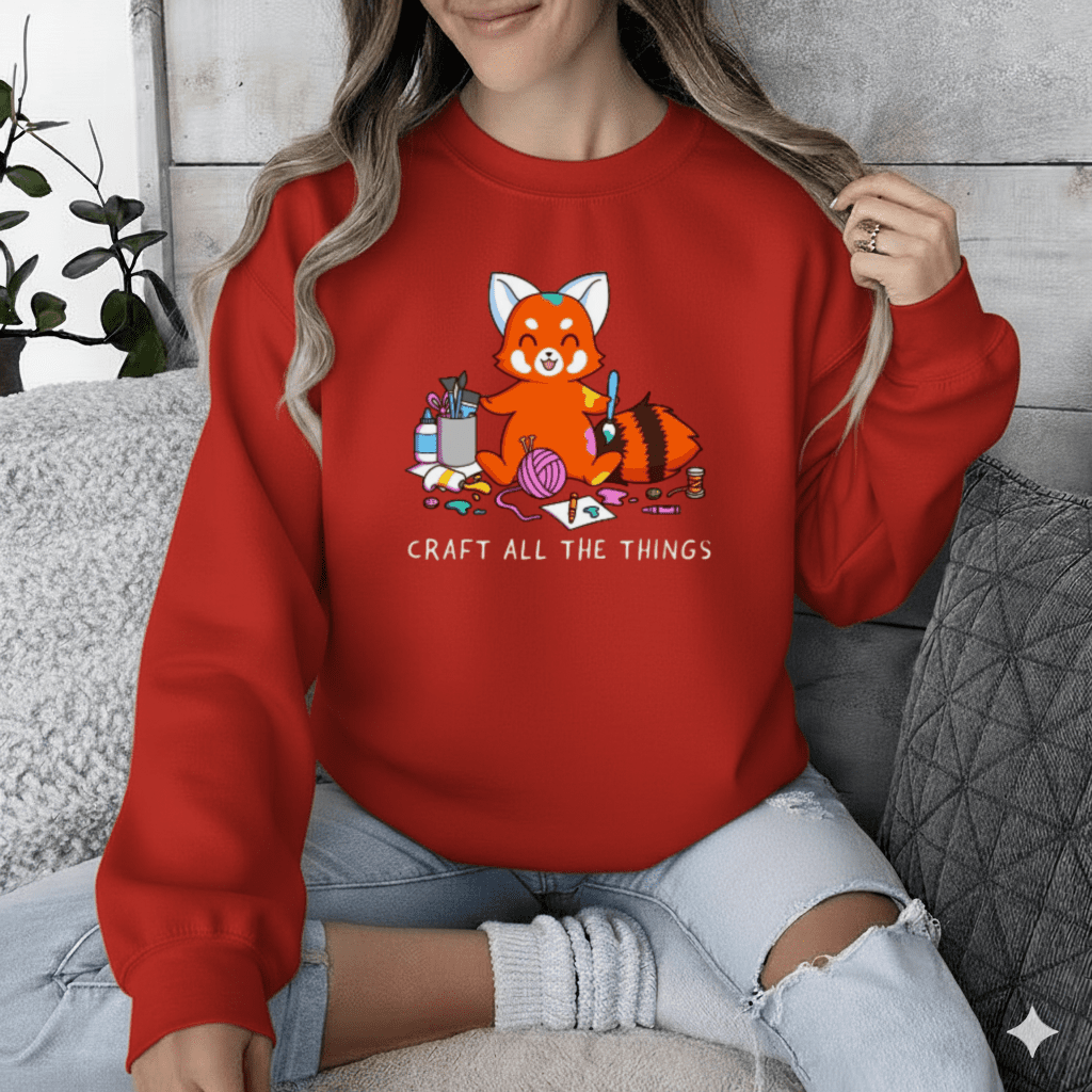 Craft Panda Red Panda Craft All The Things Cute Wildlife Holiday Sweatshirt, up to size 5XL ...