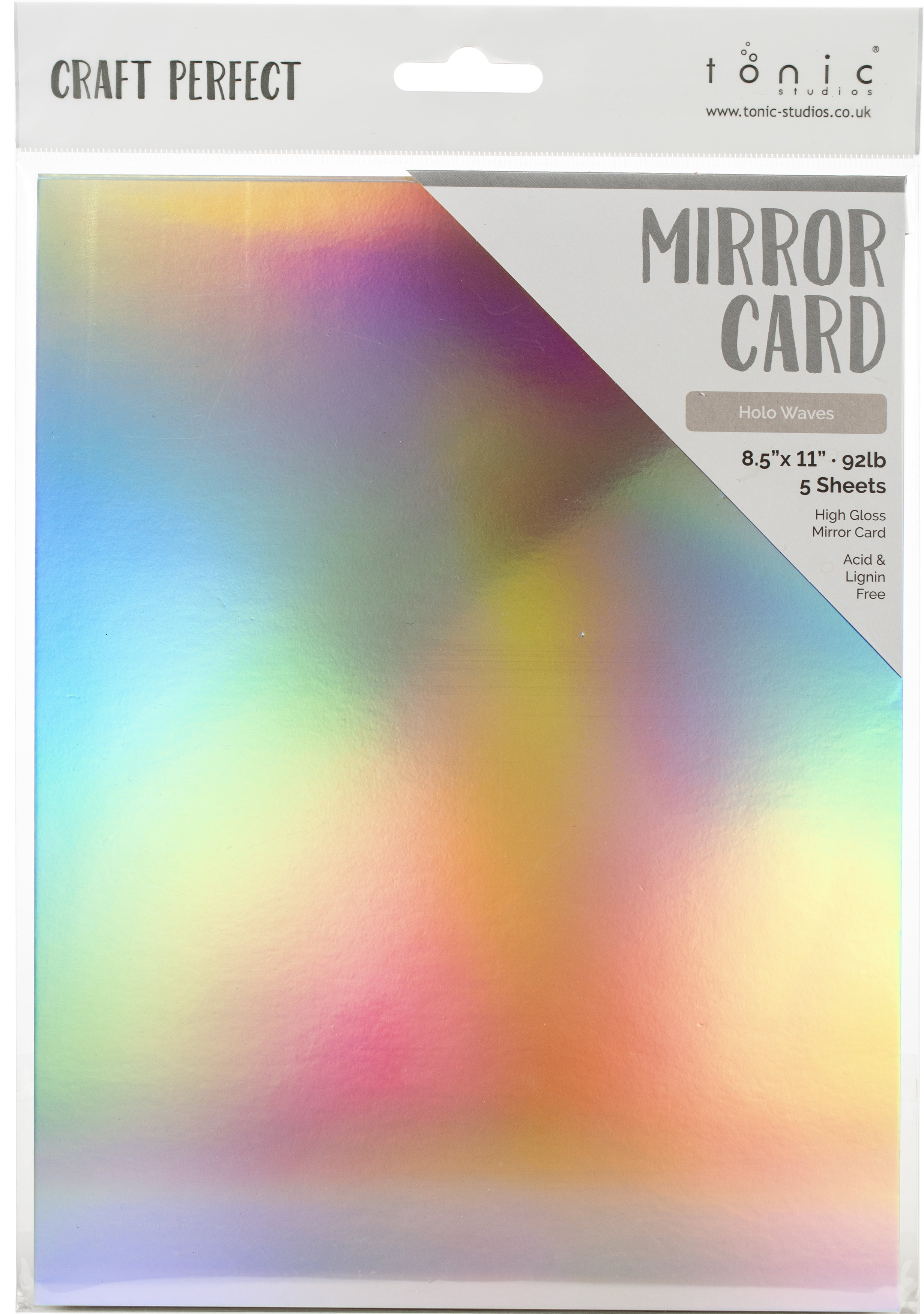 Craft Perfect Mirror Cardstock 8.5"X11" 5/Pkg-High Gloss Holo Waves ...
