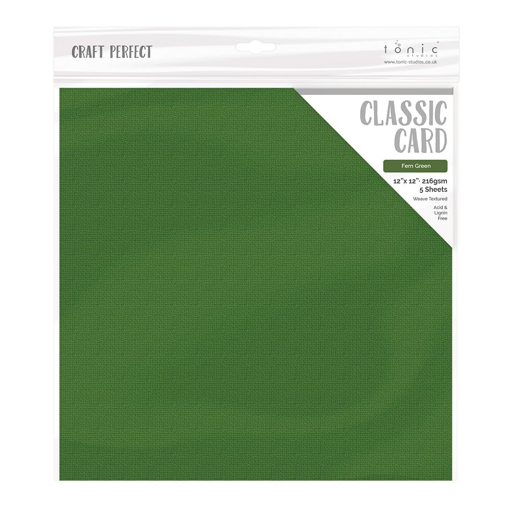 Craft Perfect Weave Texture 80lb Cardstock 12"X12" 5/Pkg-Fern Green ...