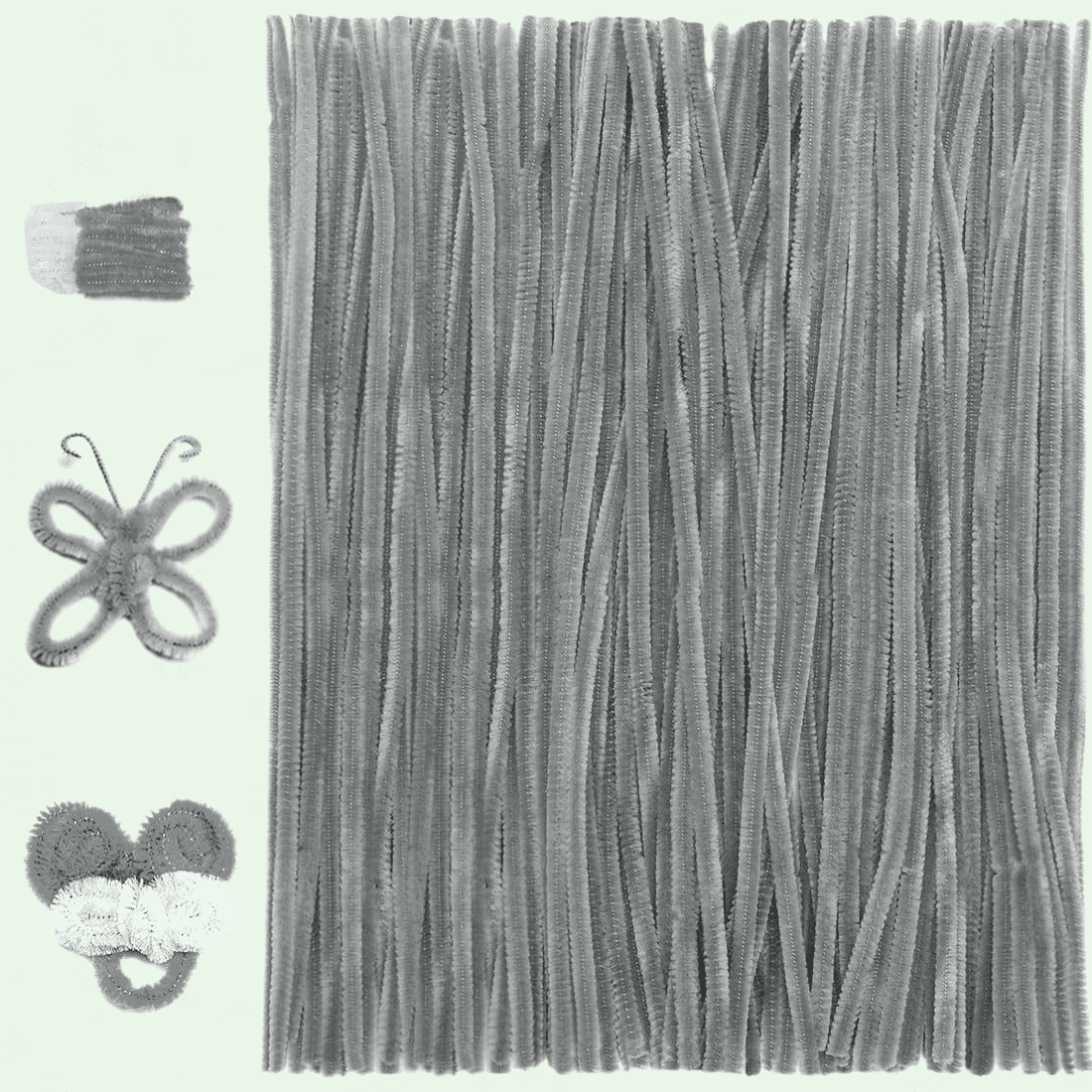 Craft Pipe Cleaners, 12-inch Long Gray Chenille Pipe Cleaners (200pcs ...