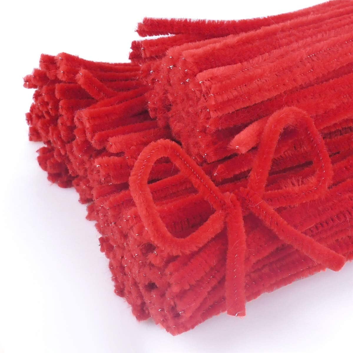 Craft Pipe Cleaners 300 PCS Red Chenille Stem 6MM x 12 Inch Twistable ...
