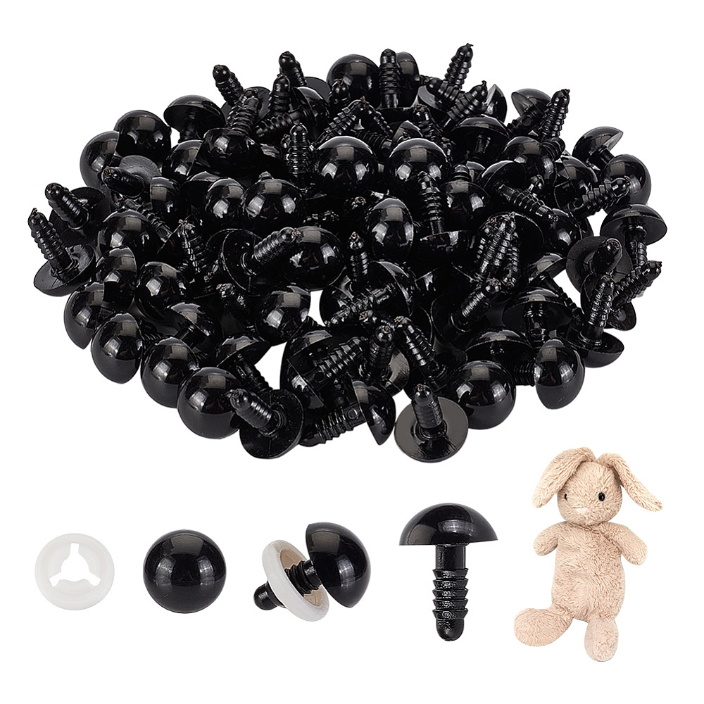 Craft Plastic Doll Eyes Stuffed Toy Eyes Safety Eyes Half Round Black ...
