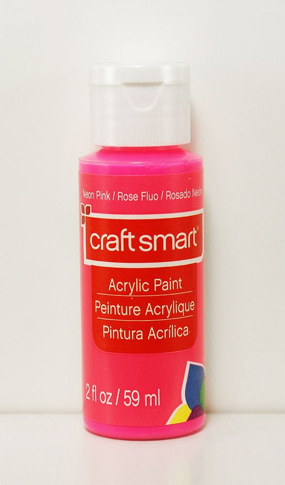 Craft Smart Acrylic Paint 2 Fl.oz. 1 Bottle 50 + Colors (Neon Pink ...