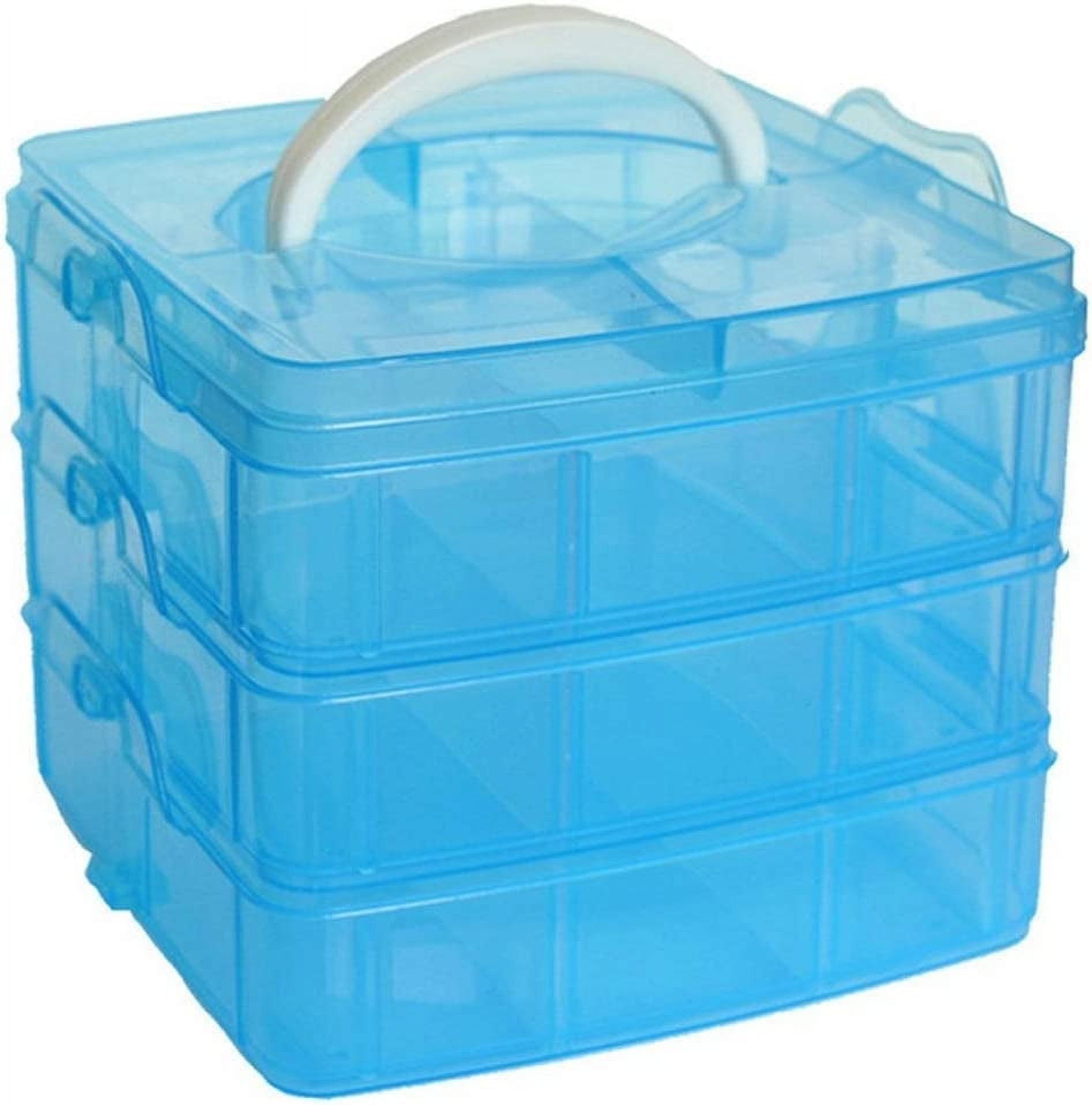Craft Storage Box with Compartments, 3-Tier 18 Sections Transparent ...