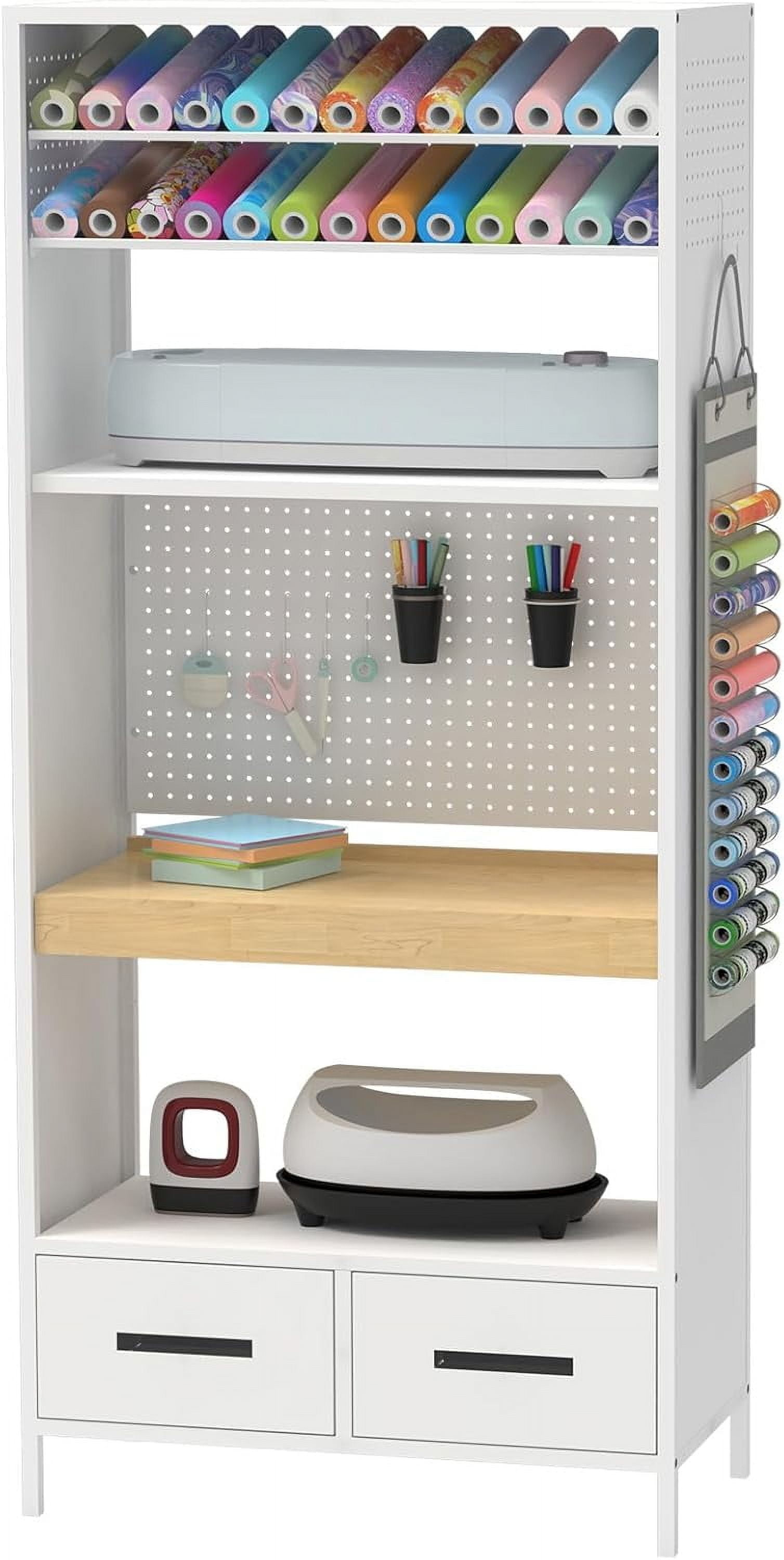 Craft Storage Cabinet - 71" Crafting Desk Cabinet Organizer with ...
