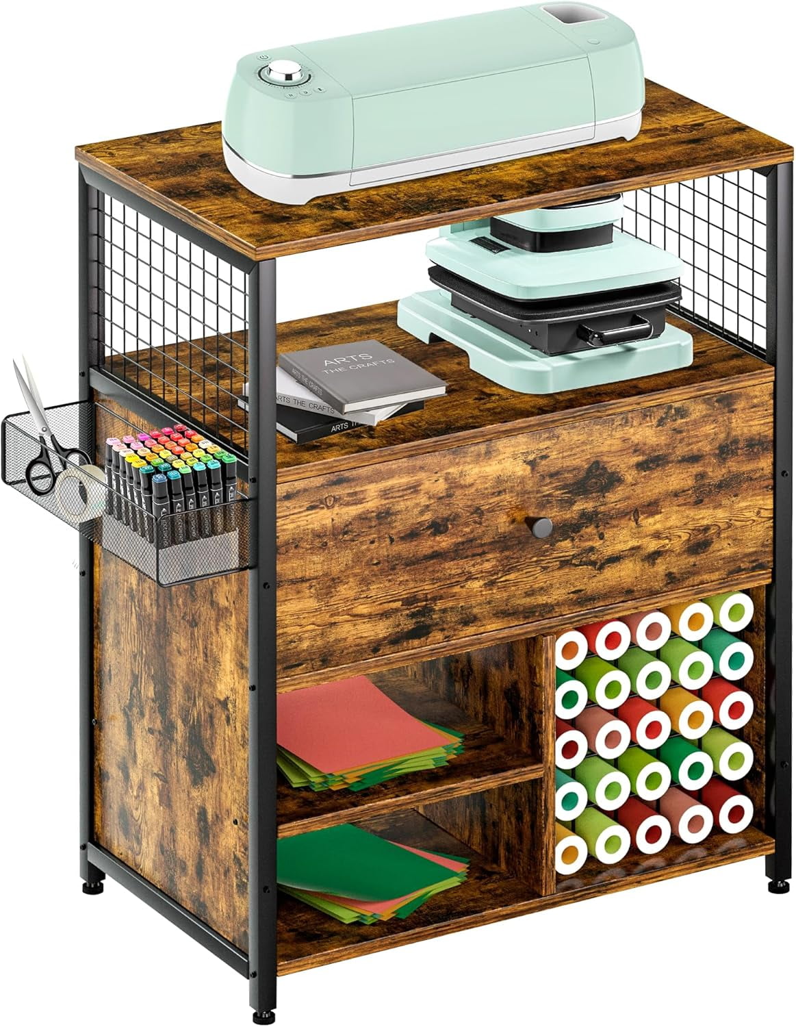 Craft Storage Cabinet Compatible with Cricut, Cricut Stand with Vinyl ...