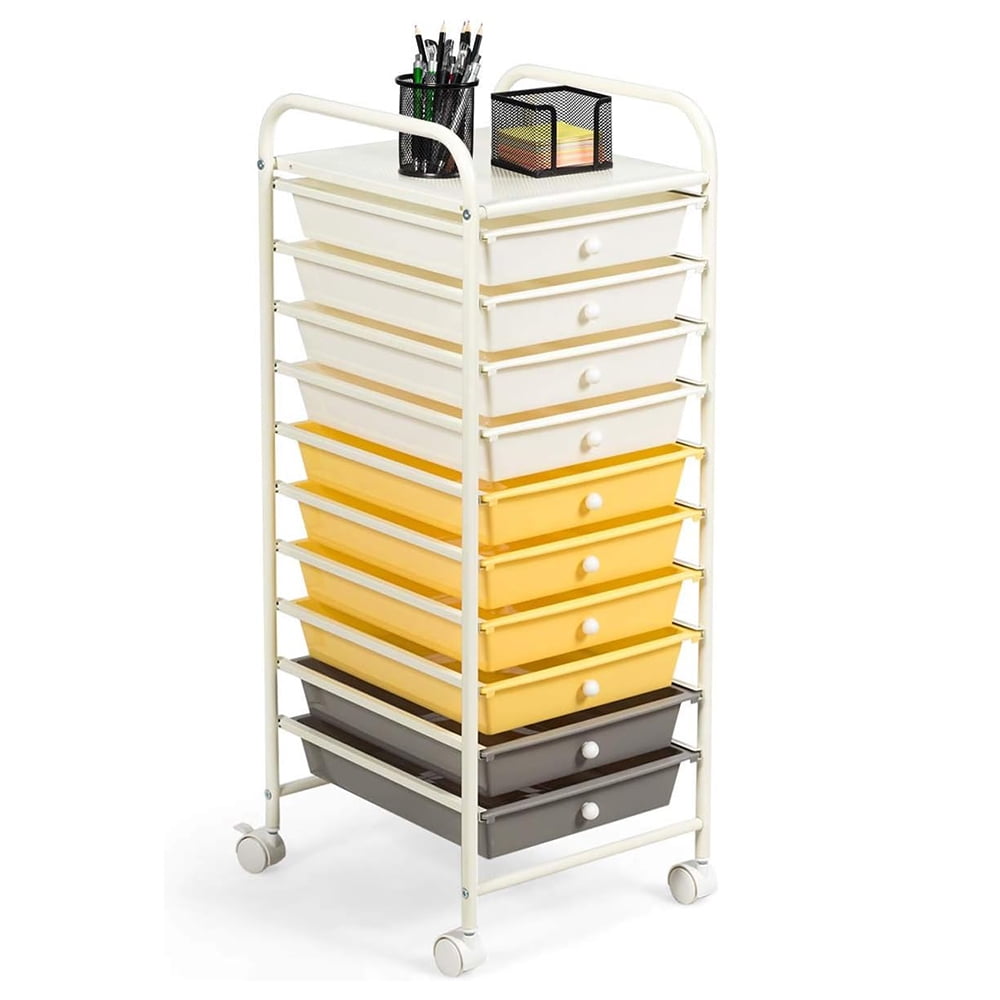 Craft Storage Organizers Cart, Versatile Lockable Rolling Cart with 10 ...