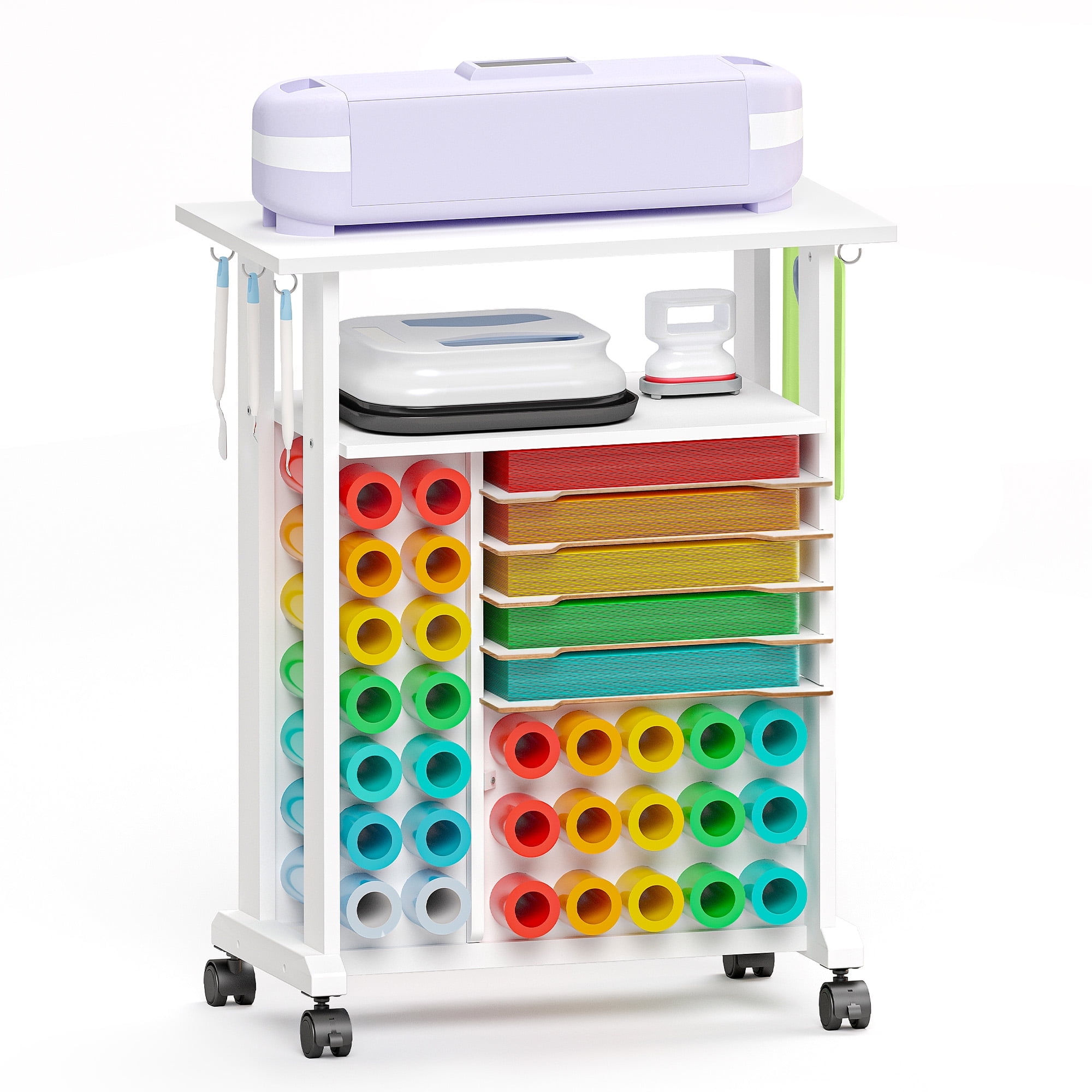 Crafit Craft Storage Rolling Cart with 29 Vinyl Roll Holders and 5 ...