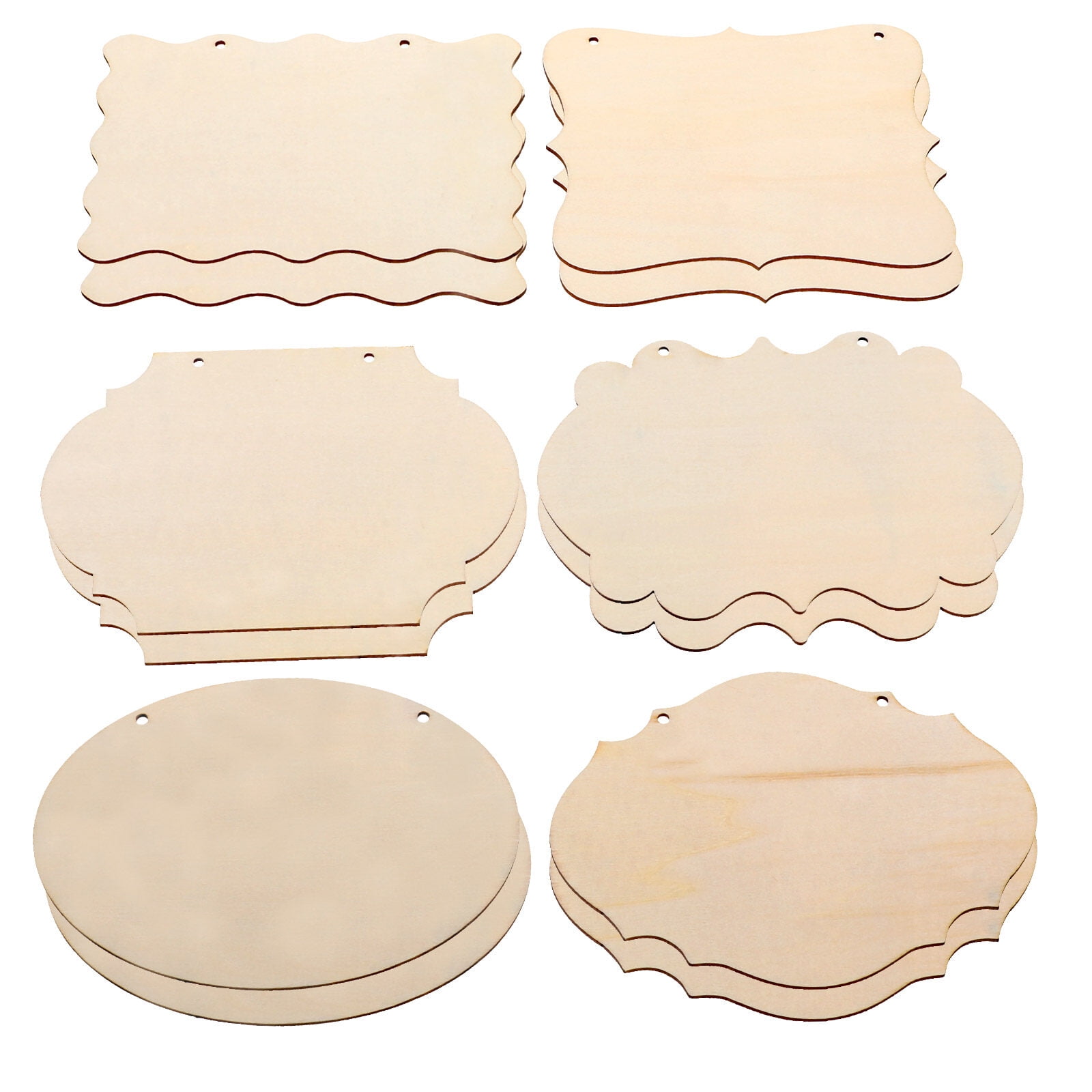 Craft Supplies 12Pcs Unfinished Wood Crafts Blanks Wood Ornaments ...
