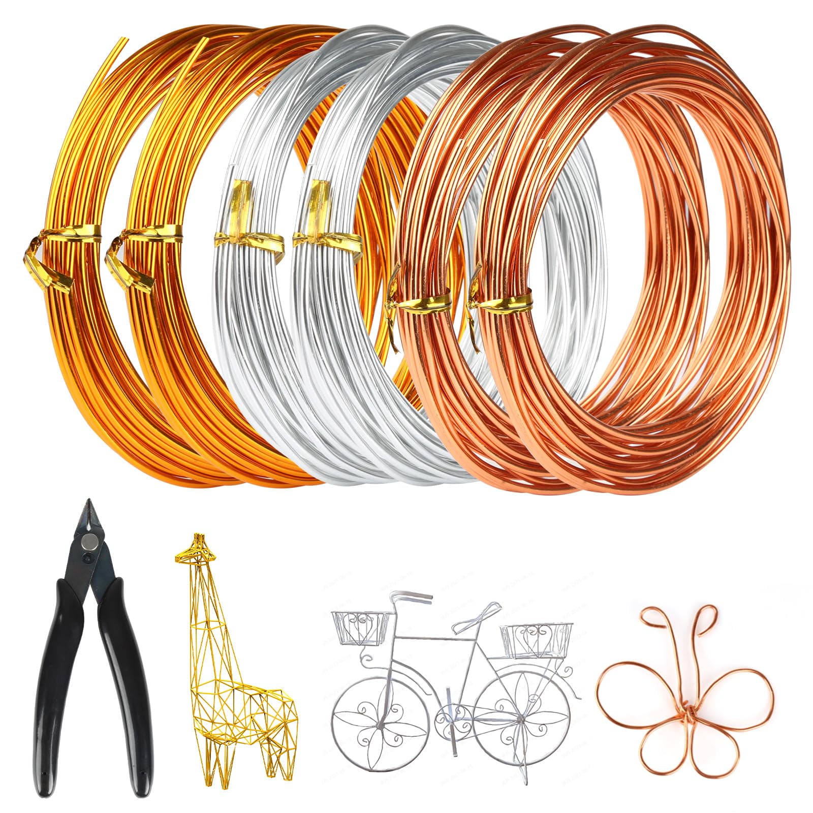 Craft Wire 2 mm x 30 m, Silver/Gold/Brown Aluminium Wire for Crafts ...