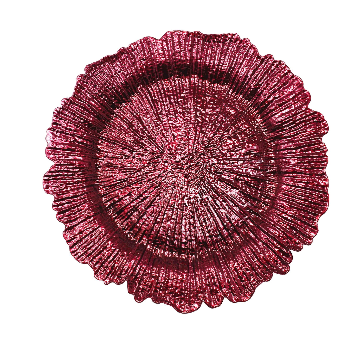Craft and Party Charger Plate, 12 pcs 13" Round Burgundy Plastic Reef ...