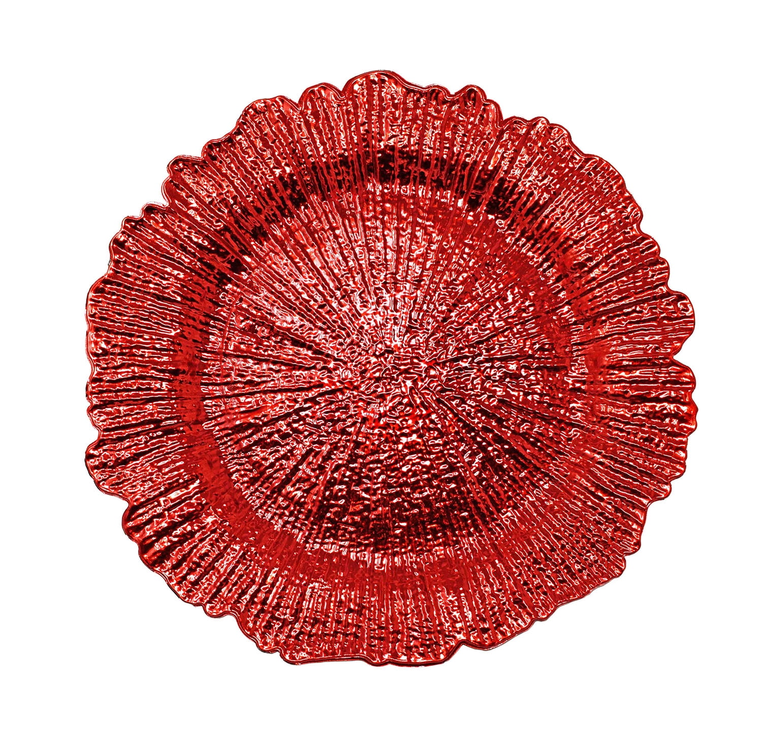 Craft and Party Charger Plate, 6 pcs 13" Round Red Plastic Reef Charger ...