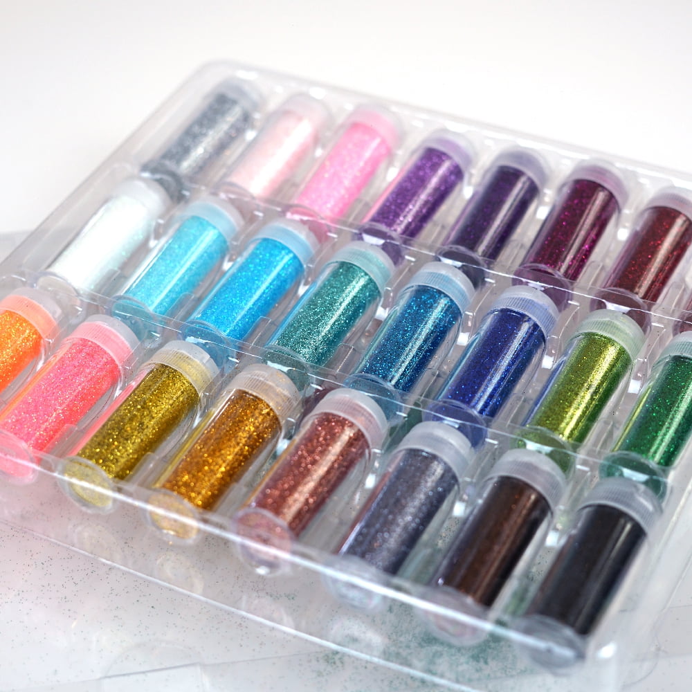 Craft and Party- Fine Glitter Assorted Colors Pack of 24 Bottles ...