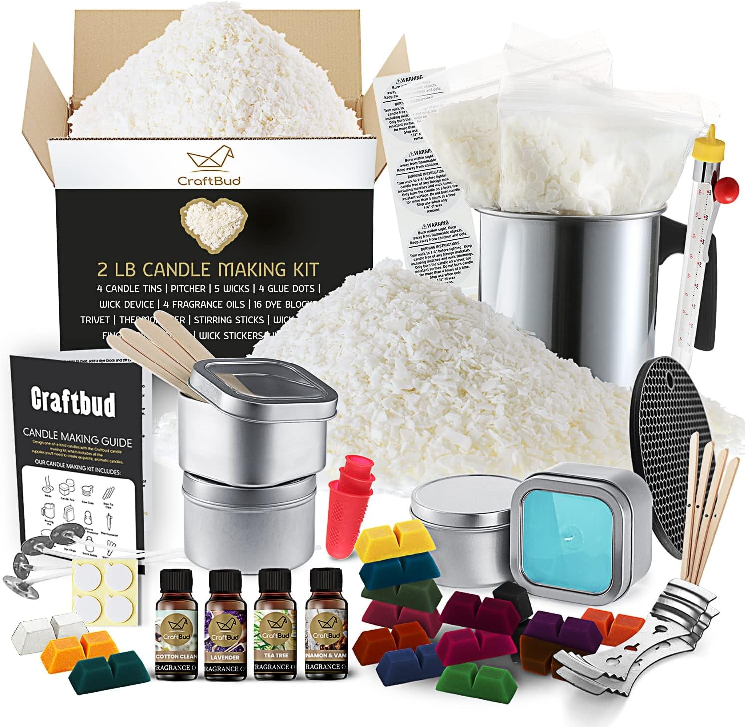 CraftBud Candle Making Kit - 56 Pieces Soy Candle Making Kit - Complete ...