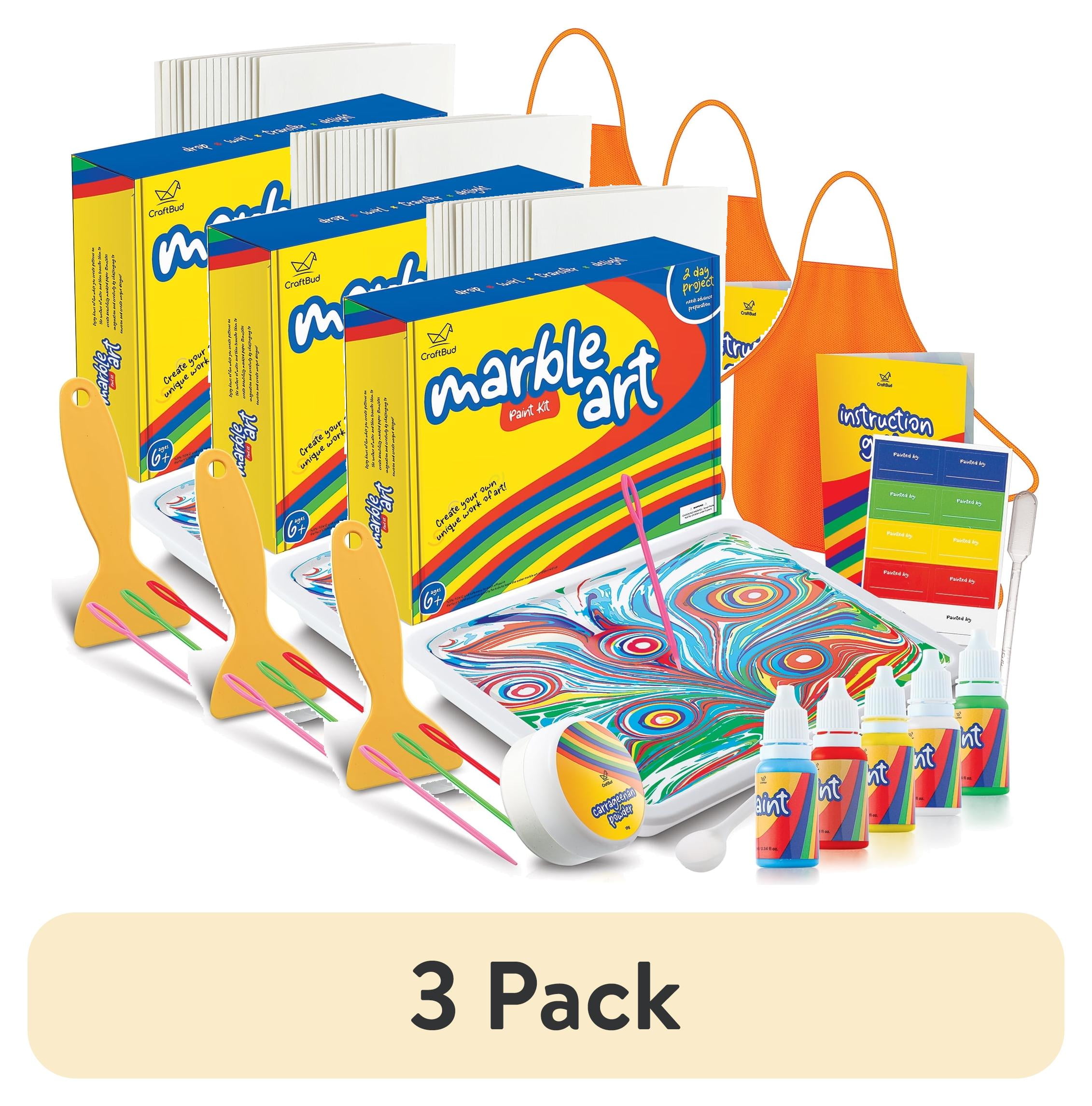 (3 pack) CraftBud Marbling Paint Kit & Toy for Kids Art with 5 Paint ...