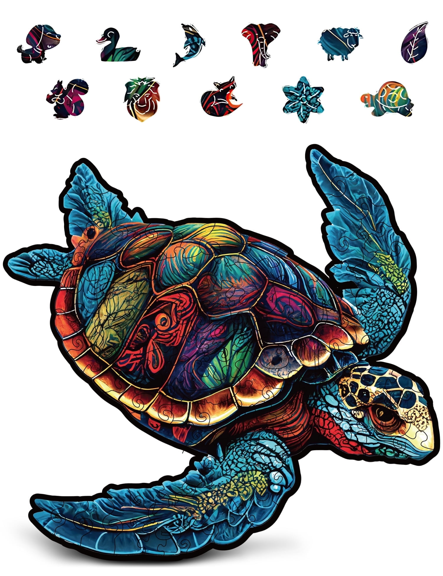 CRAFTHUB Wooden Jigsaw Puzzle - Sea Turtle Puzzle for Adults, Ages 13 ...