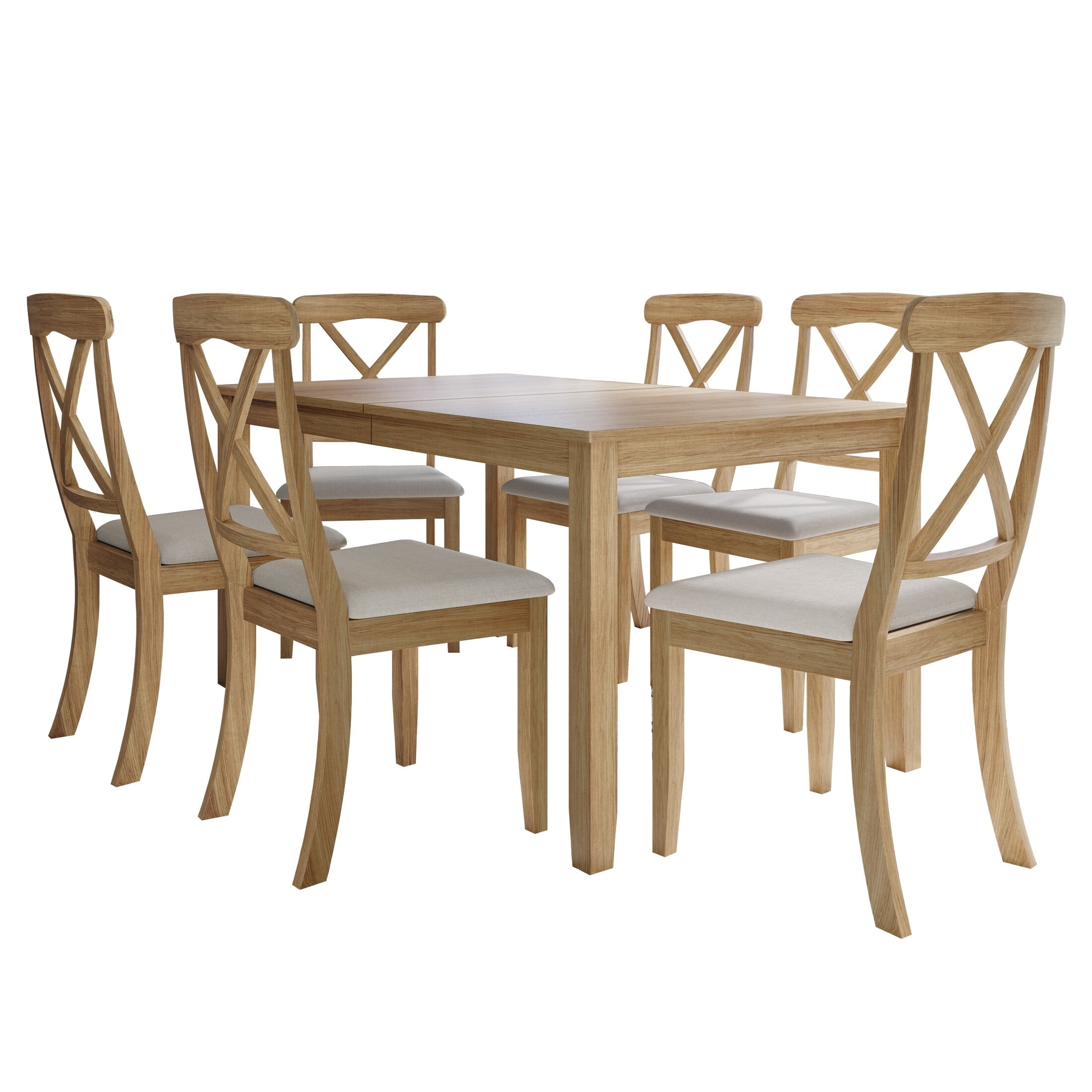CraftPorch Farmhouse Style 7-piece Wooden Dining Set Natural Oak ...
