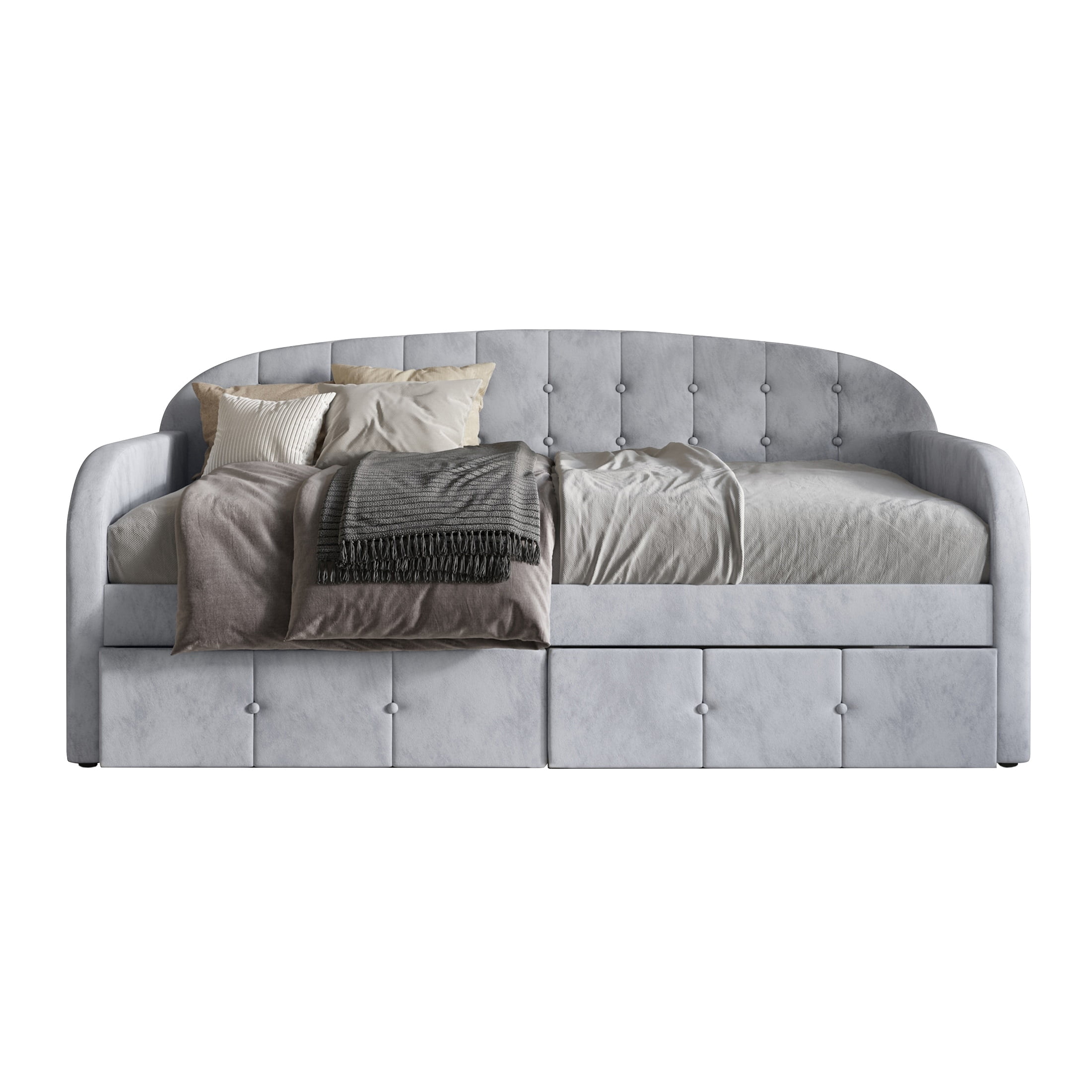 CraftPorch Modern Velvet Twin Size Daybed with Storage Silver - Walmart.com