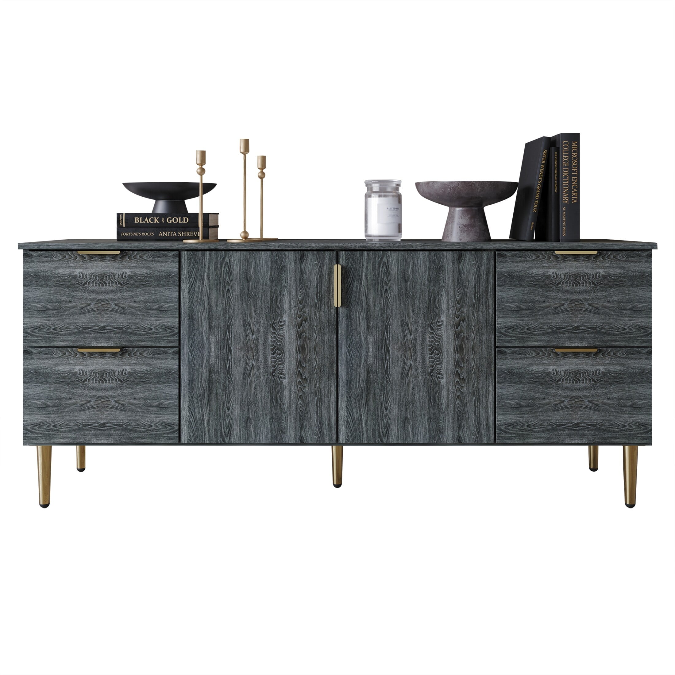 CraftPorch Modern and Luxury Clean-Lines Sideboard Dark Grey - Walmart.com