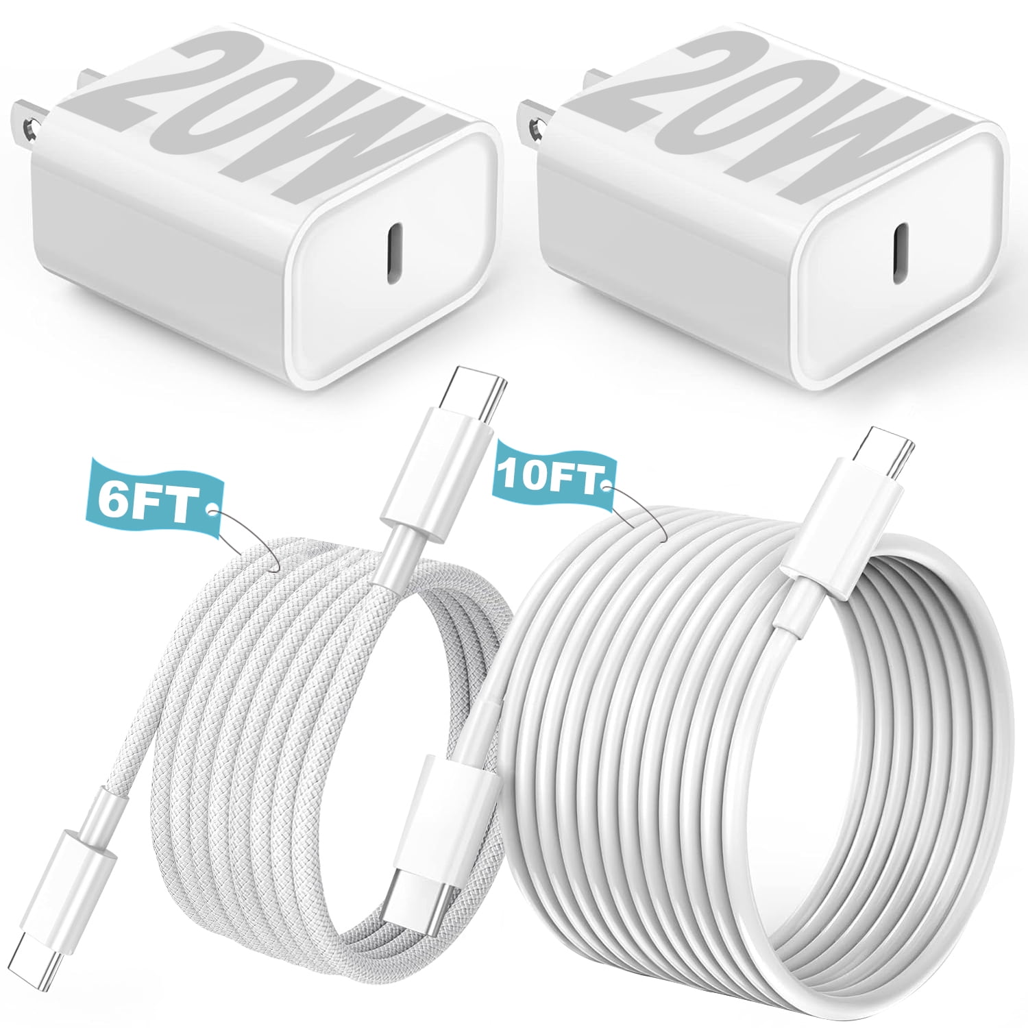 CraftTechFusion 15 Charger, 2 Pack 30W PD Adapter Wall Fast Charger ...