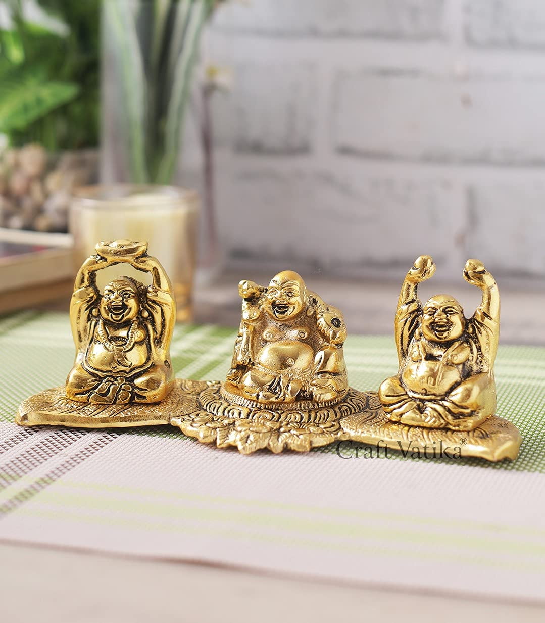 CraftVatika Metal Laughing Buddha Statue for Money Wealth Fengshui ...