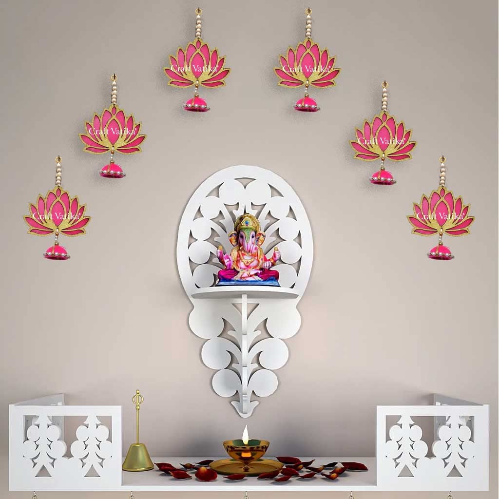 CraftVatika Pack of 6 Lotus Hangings Latkans Wall Decor Items for ...