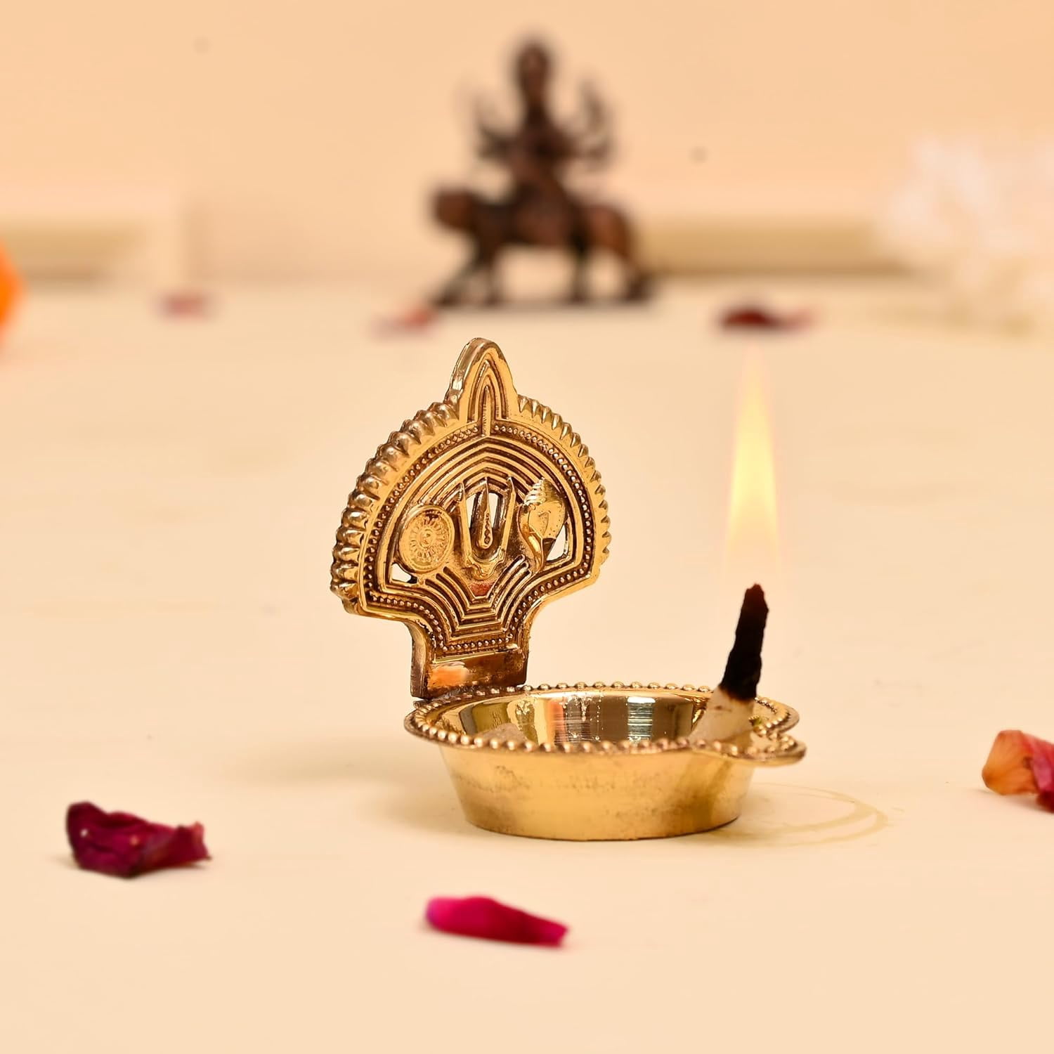 CraftVatika Pure Brass Kamakshi Tilak Diya for Pooja Diya for Diwali ...