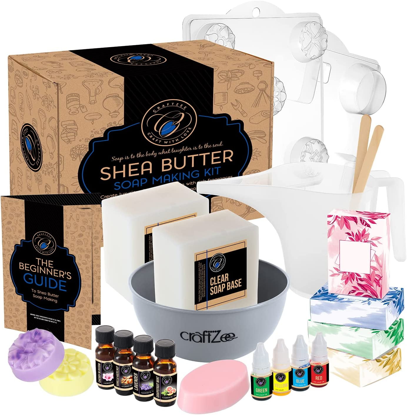 CraftZee DIY Soap Making Kit - Shea Butter Soap Supplies With Molds ...
