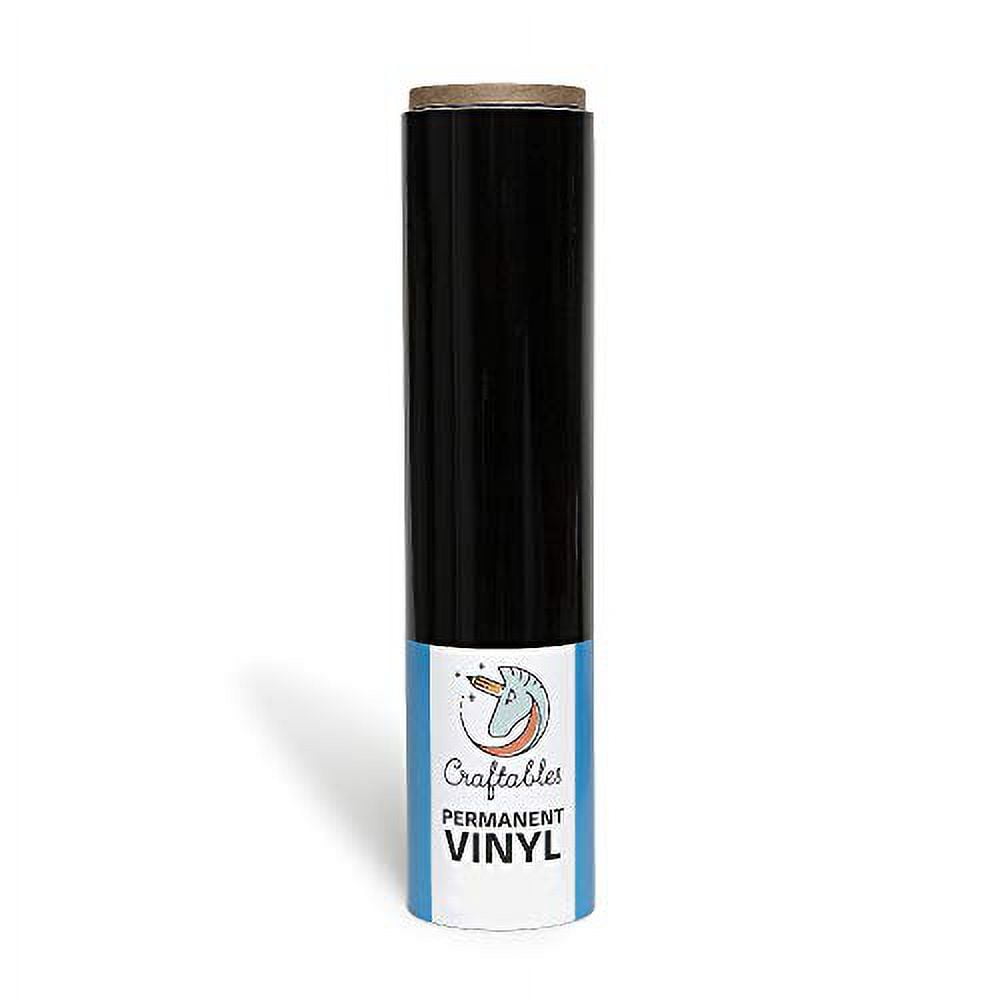 Craftables Black Vinyl Roll - Permanent, Adhesive, Glossy & Waterproof ...