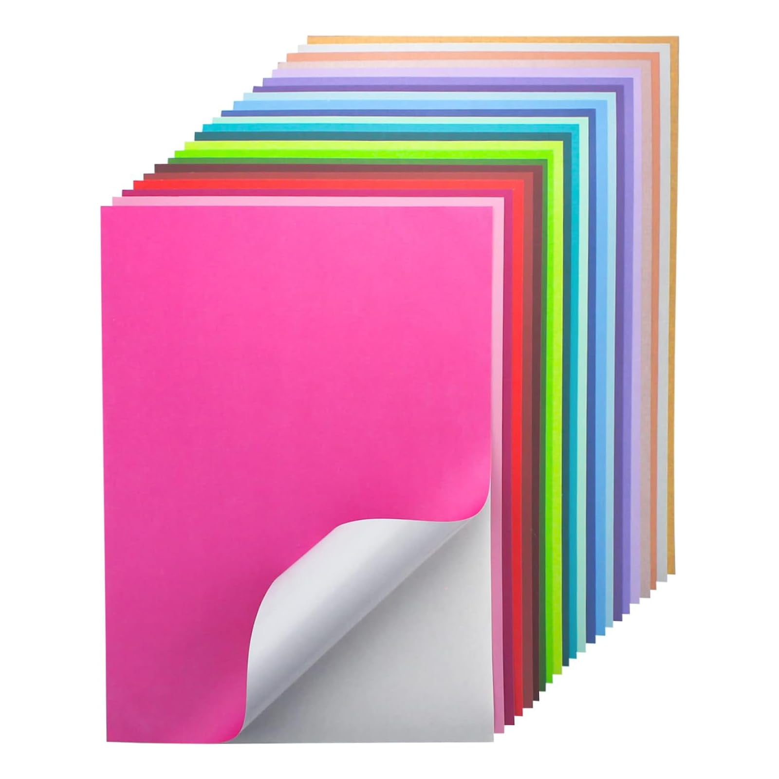 Craftask 24 Sheets Self MMF7 Adhesive Cardstock paper 22 Colors, A4 ...