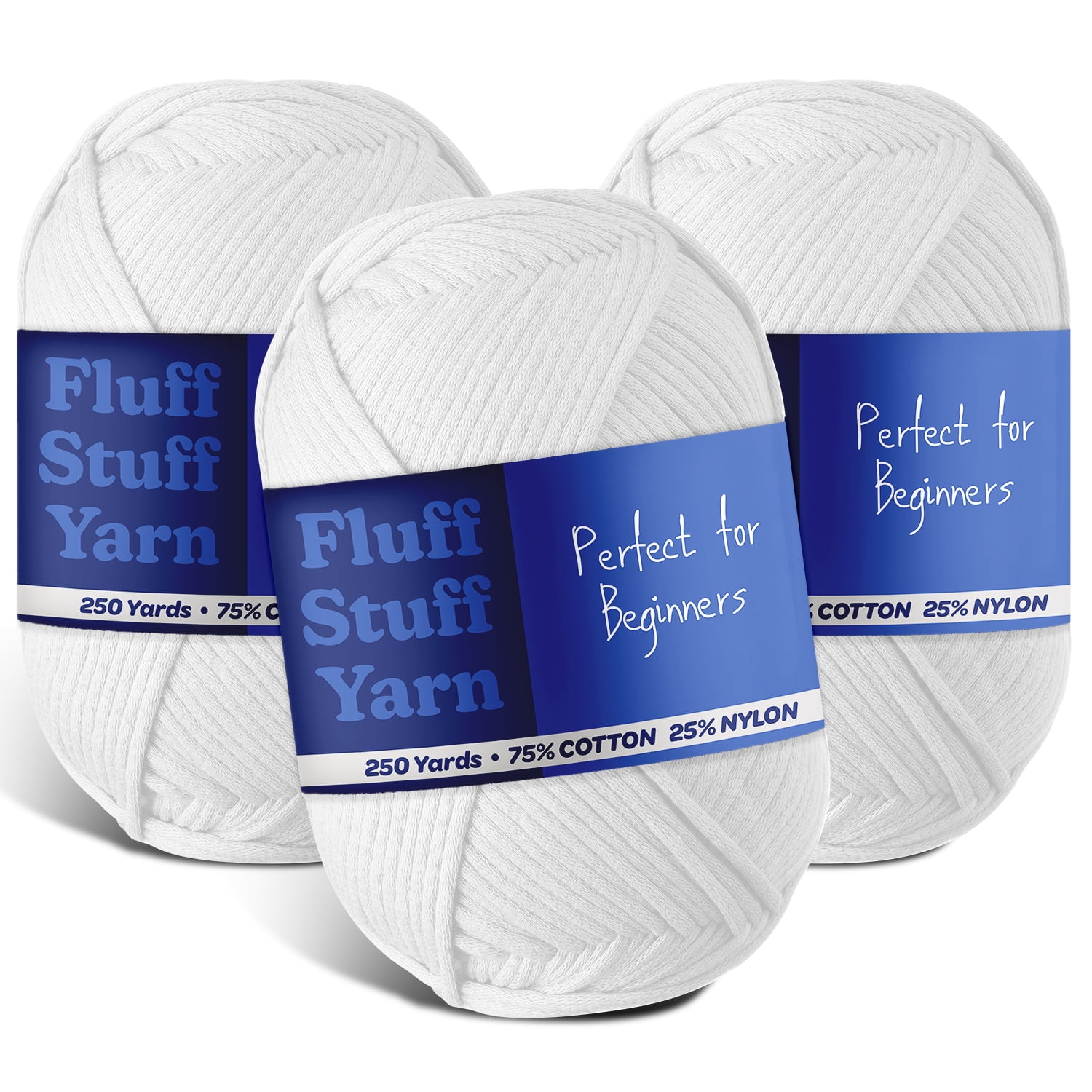 (3 pack) Craftbud Cotton Yarn For Crocheting And Knitting, (250 Yards ...