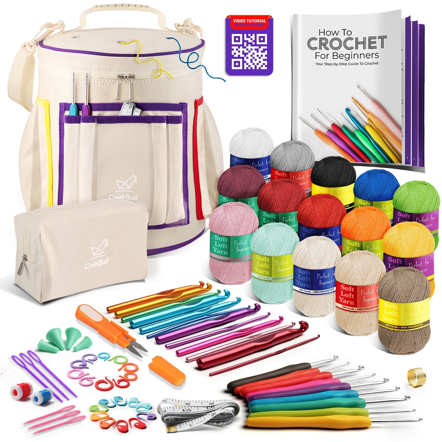 Craftbud Crochet Kit For Beginners, Crochet Set With Cotton Yarn For ...