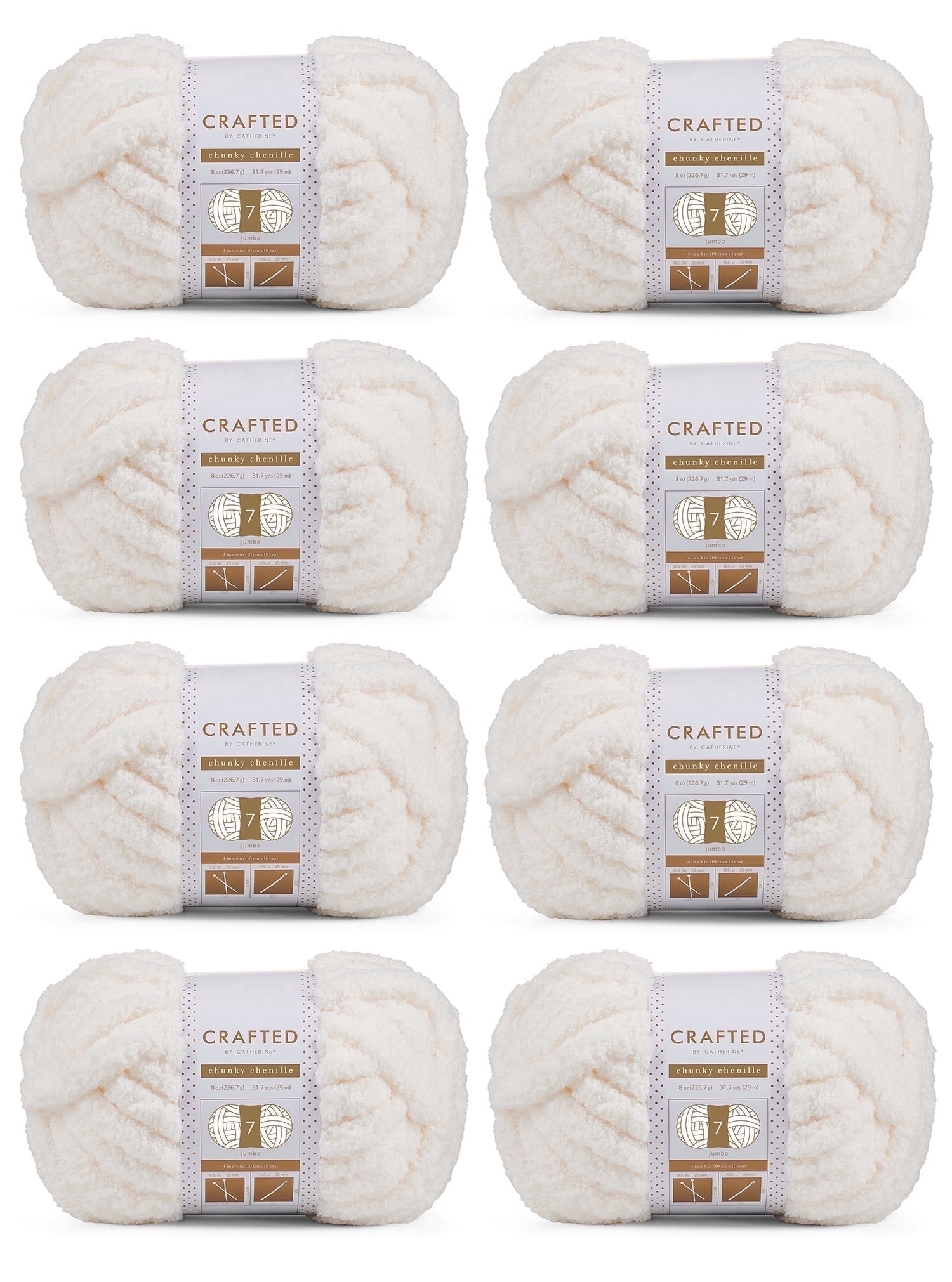 Crafted By Catherine Chunky Chenille Yarn - 8 Pack (8oz / 227g, 31.7 ...