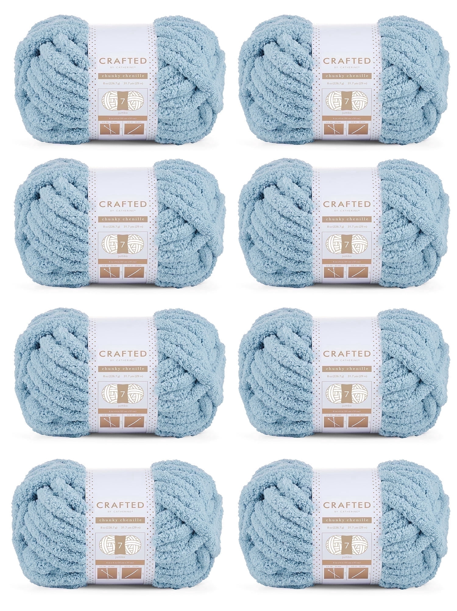 Crafted By Catherine Chunky Chenille Yarn - 8 Pack (8oz / 227g, 31.7 ...
