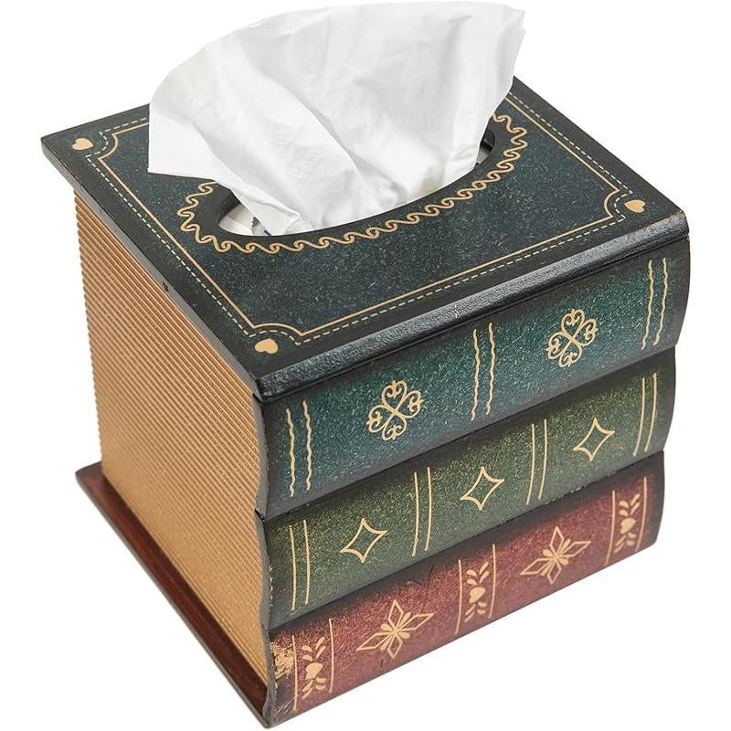Crafted Classical Retro Wooden Antique Book Tissue Box Cover Square ...