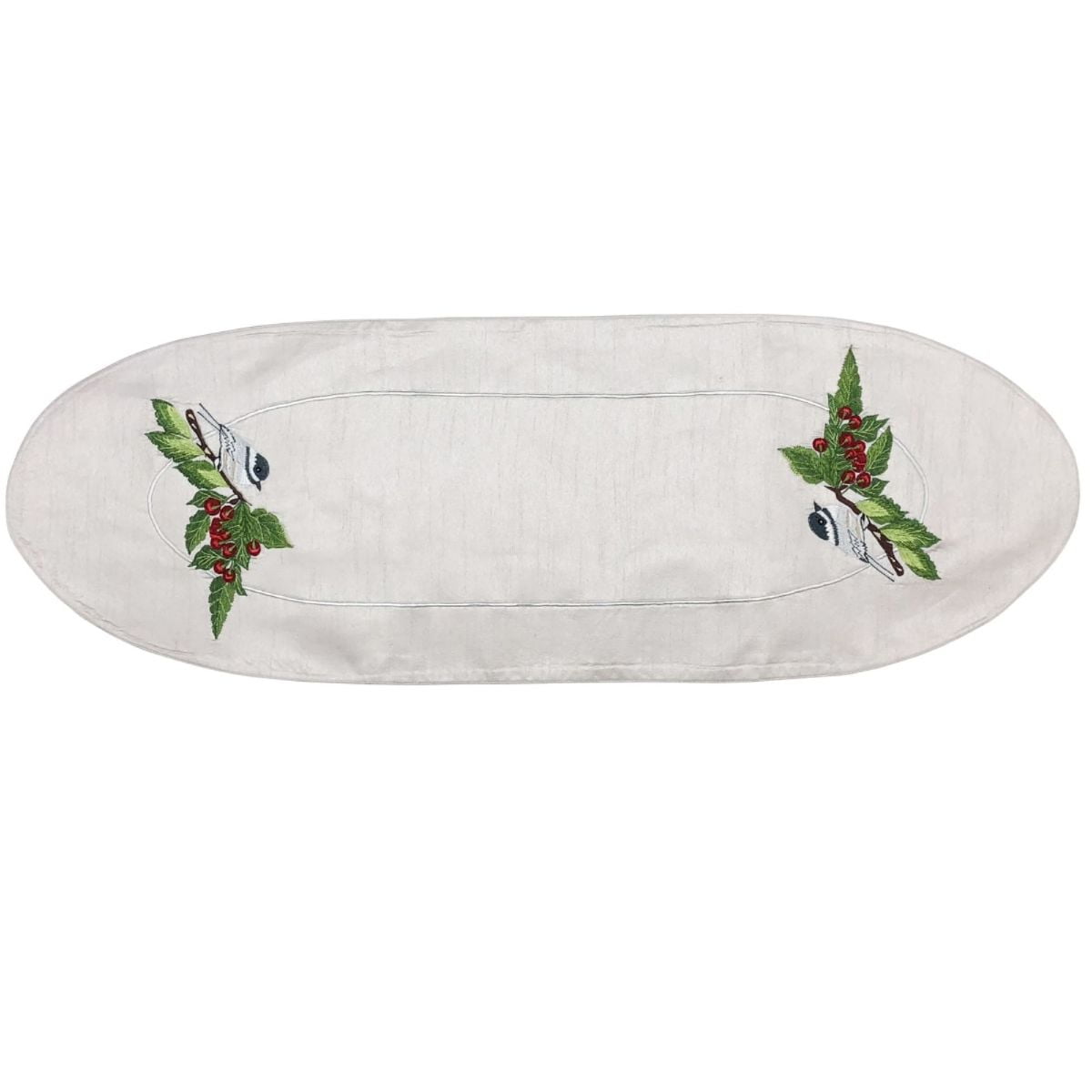 Crafted Creations 12" x 36" White and Green Chickadee and Cherries ...