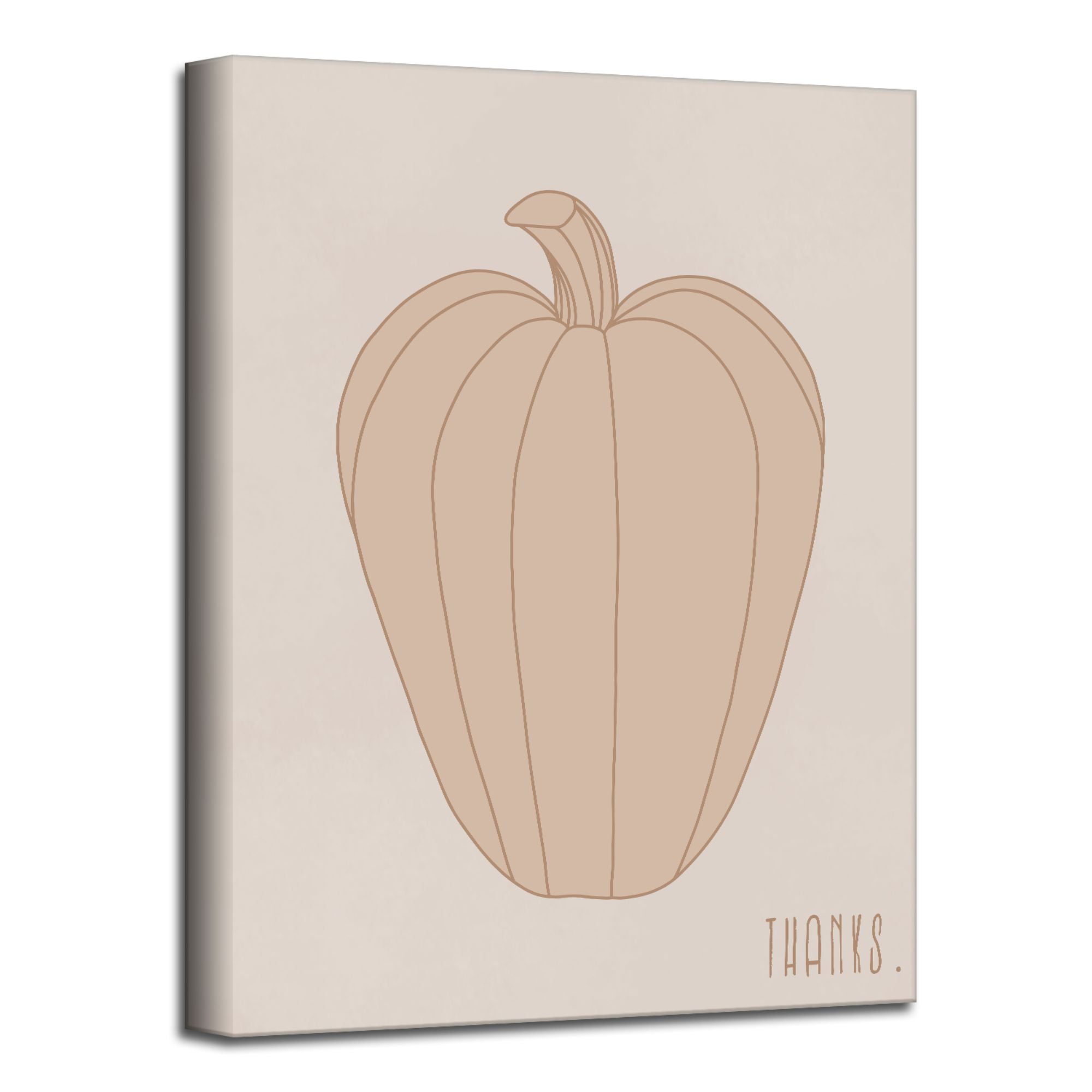 Brown and Beige Minimal Pumpkin I Canvas Thanksgiving Wall Art Decor 30 ...