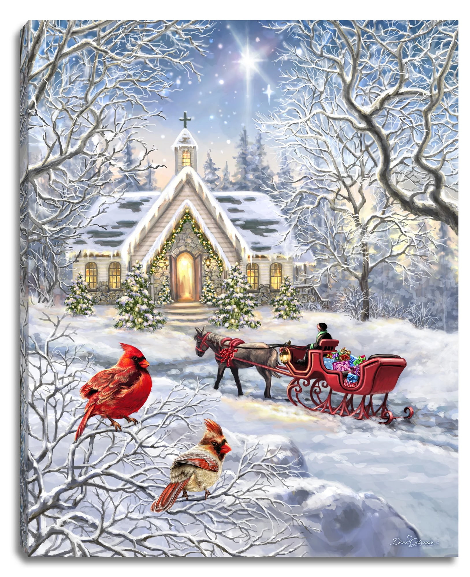 Crafted Creations LED Lighted A Christmas Journey Canvas Art - 16" x 20 ...