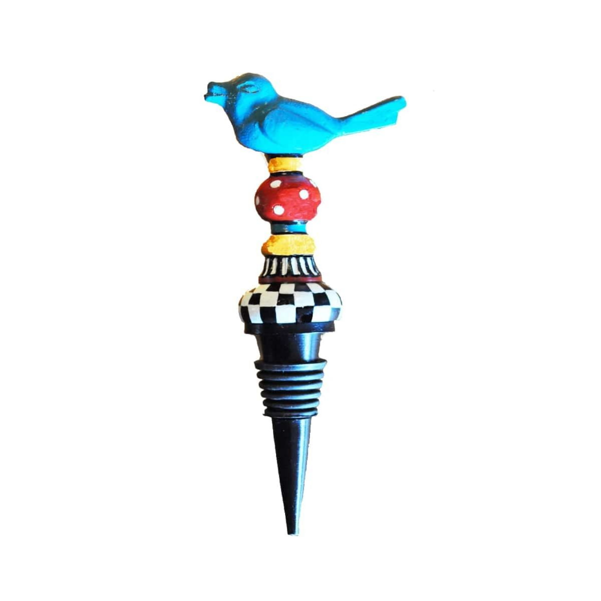 Crafted Creations Set of 2 Red and Blue Whimsical Bird Bottle Stoppers ...