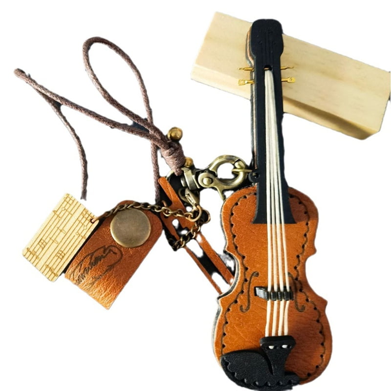 Crafted Leather Violin Cello Keychain Miniature Musical Instrument ...