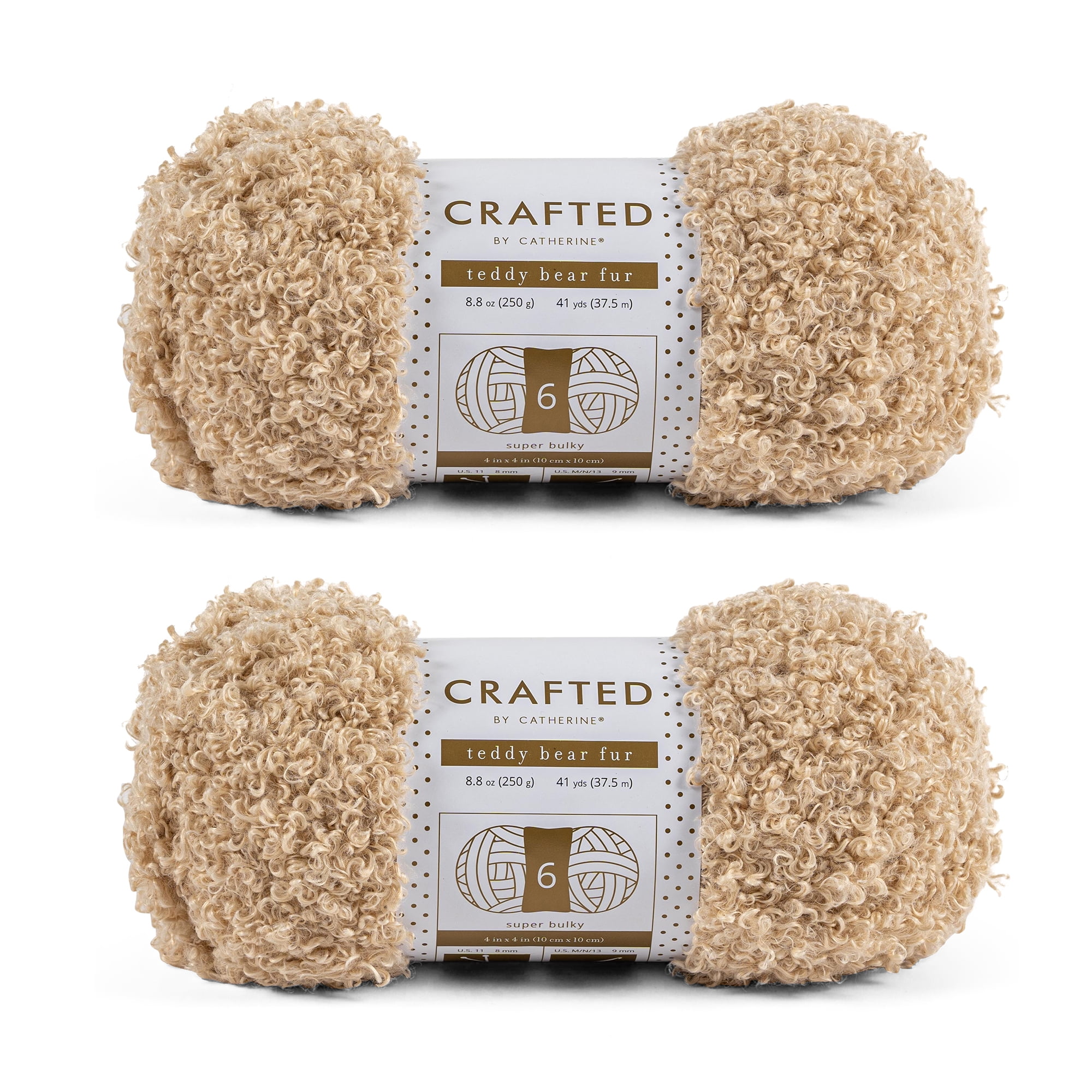 Crafted by Catherine Beige Teddy Bear Faux Fur Super Bulky Yarn, 41 ...