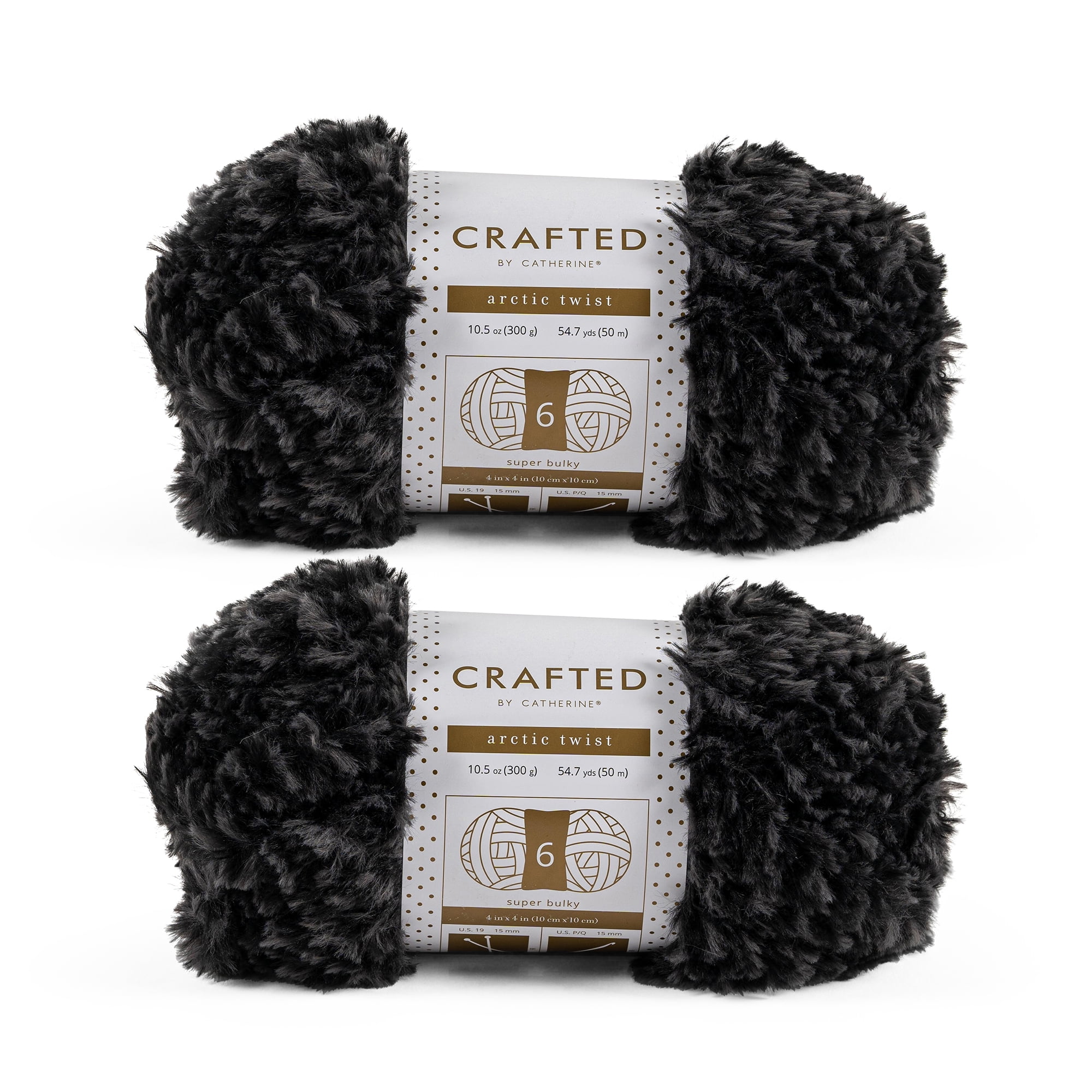 Crafted by Catherine Black Arctic Twist Faux Fur Super Bulky Yarn, 54 ...